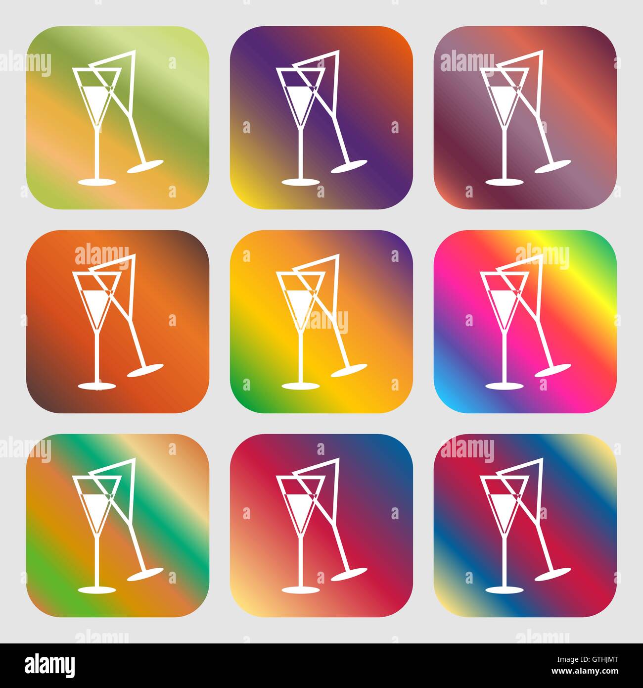 champagne glass icon . Nine buttons with bright gradients for beautiful design. Vector Stock ...