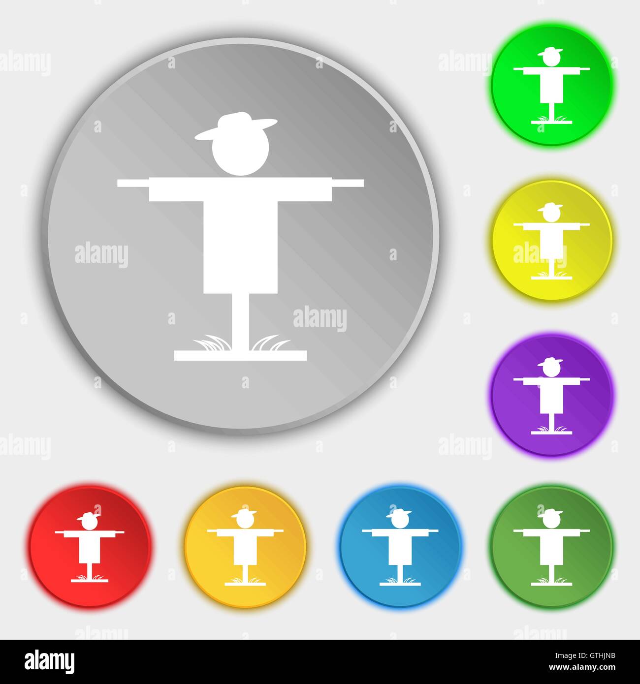 Scarecrow icon sign. Symbol on eight flat buttons. Vector Stock Vector ...