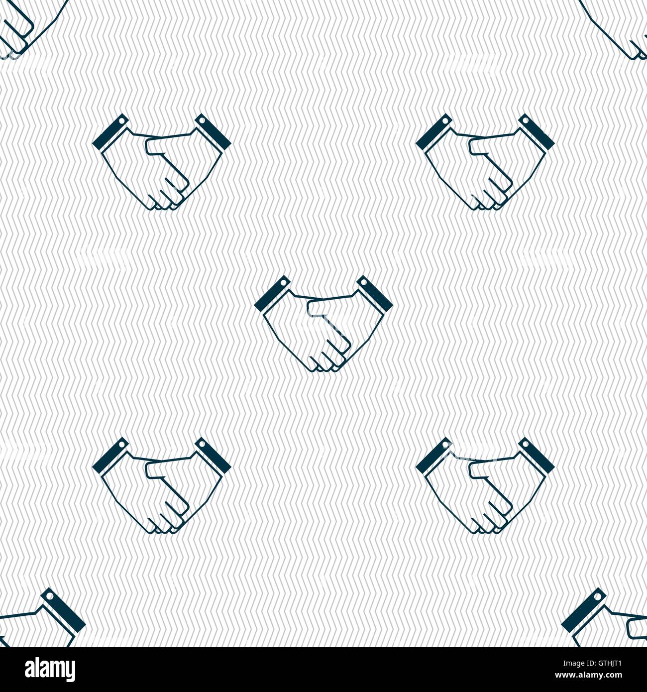 Handshake icon sign. Seamless pattern with geometric texture. Vector ...