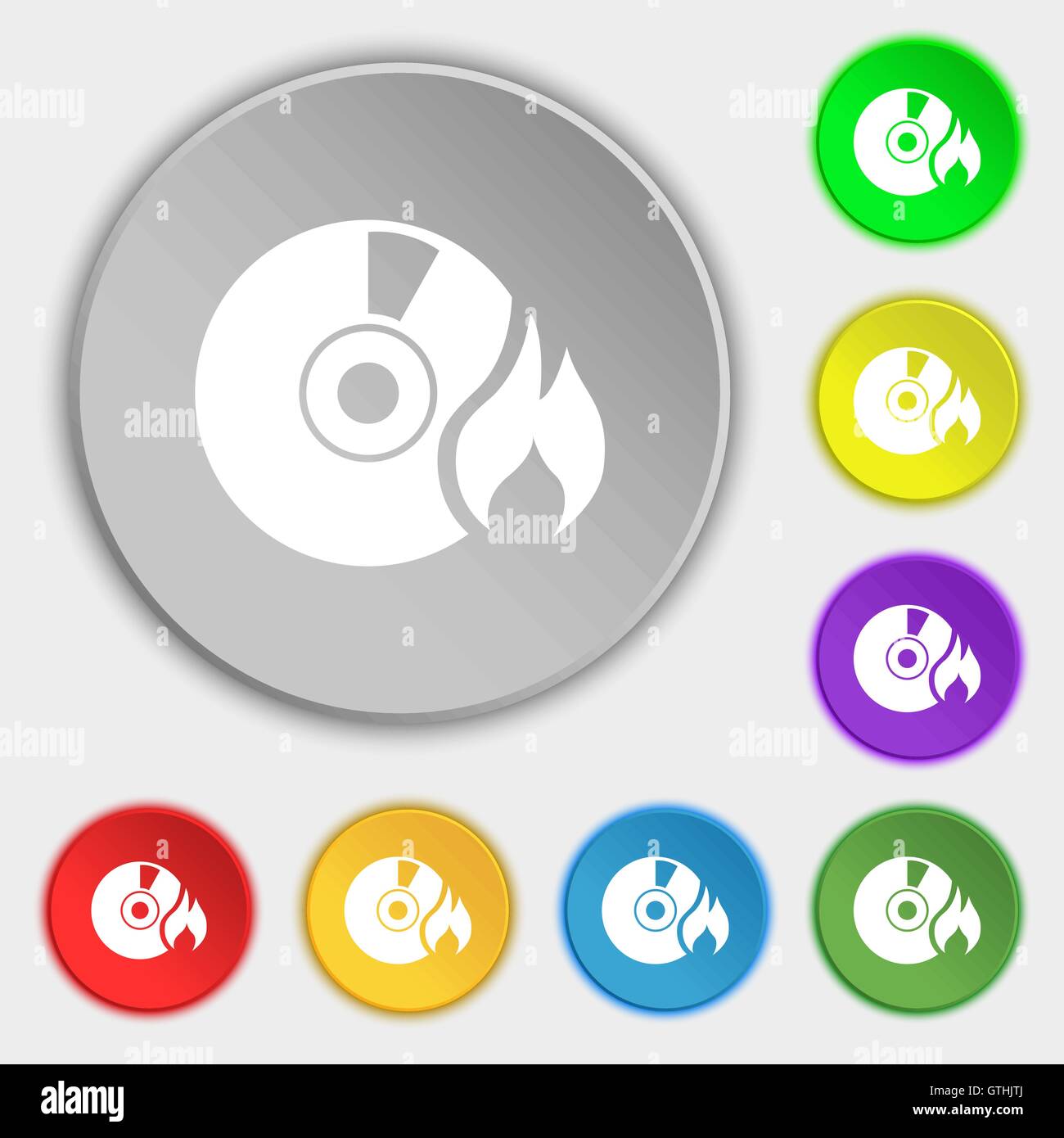 CD icon sign. Symbol on eight flat buttons. Vector Stock Vector Image ...