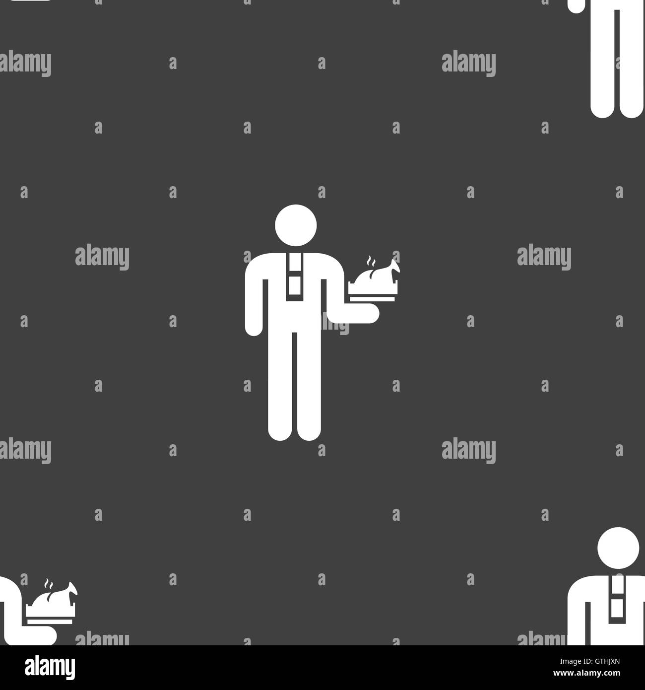 Waiter icon sign. Seamless pattern on a gray background. Vector Stock ...