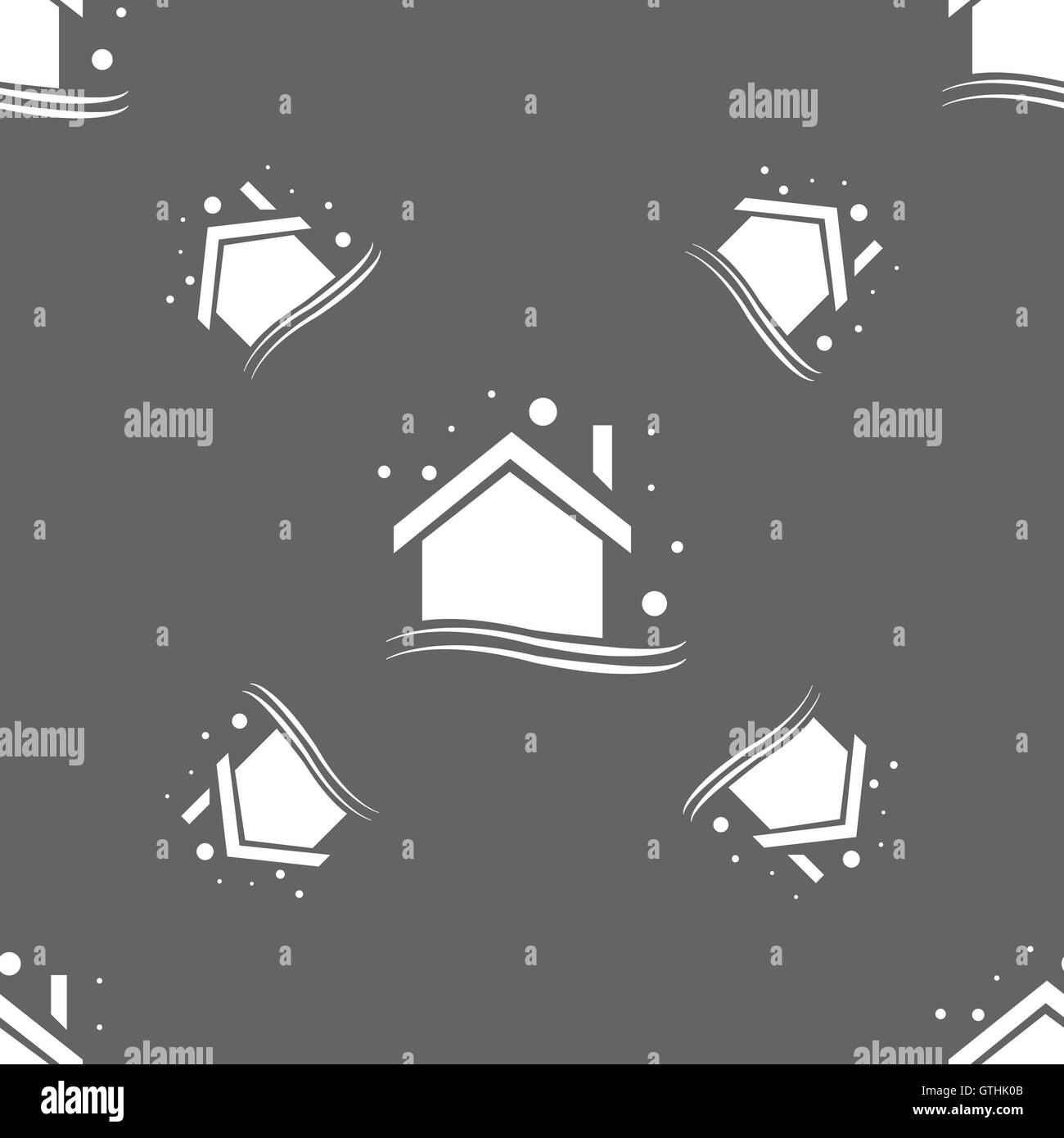 Winter house icon sign. Seamless pattern on a gray background. Vector ...