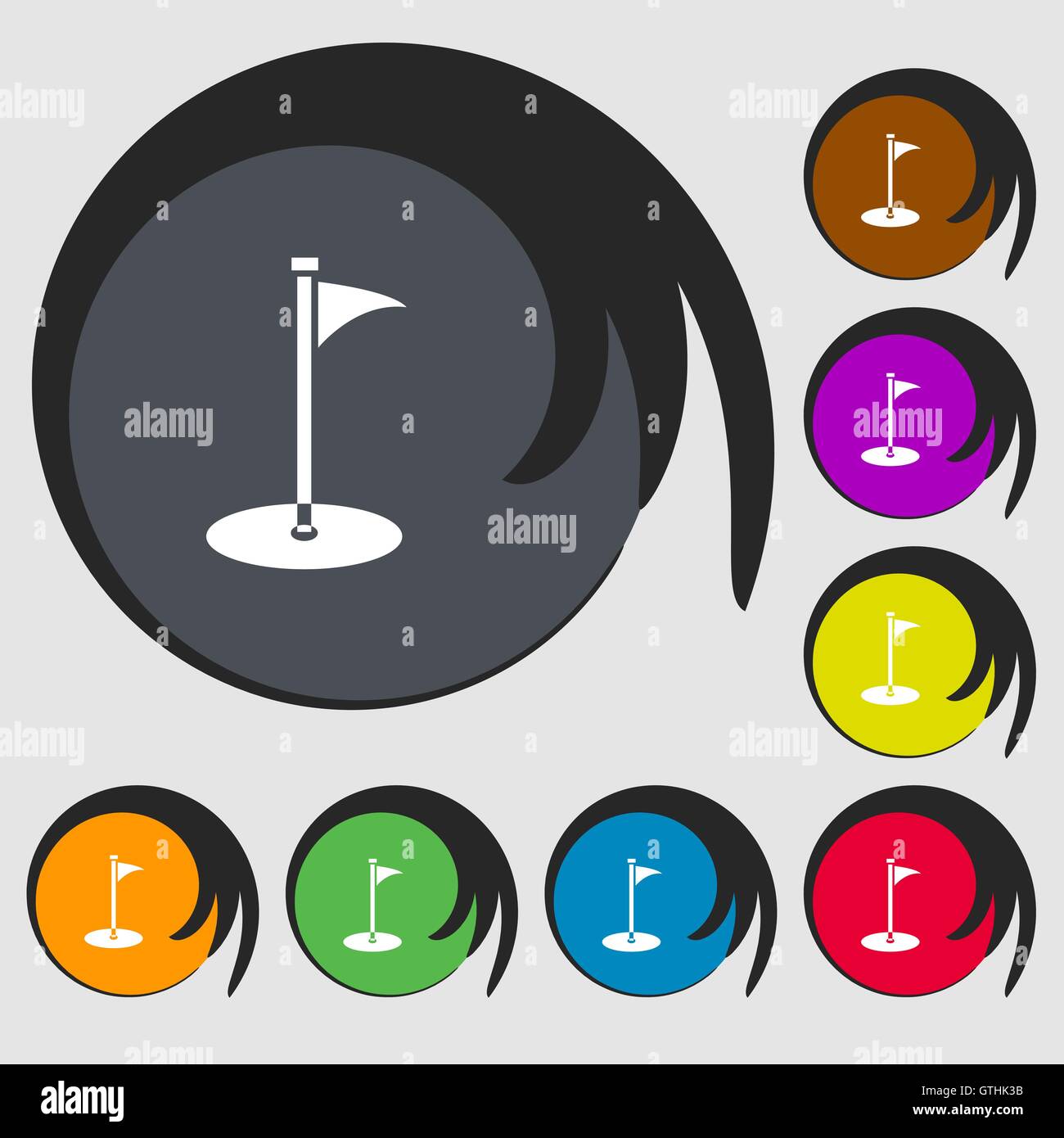 Golf icon sign. Symbols on eight colored buttons. Vector Stock Vector ...
