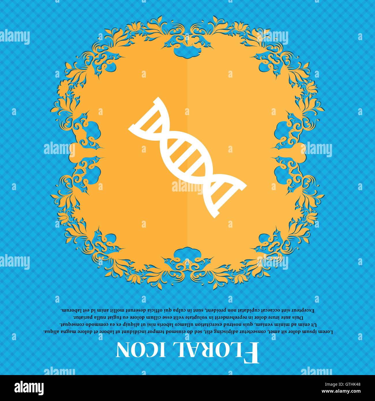 DNA icon icon. Floral flat design on a blue abstract background with ...