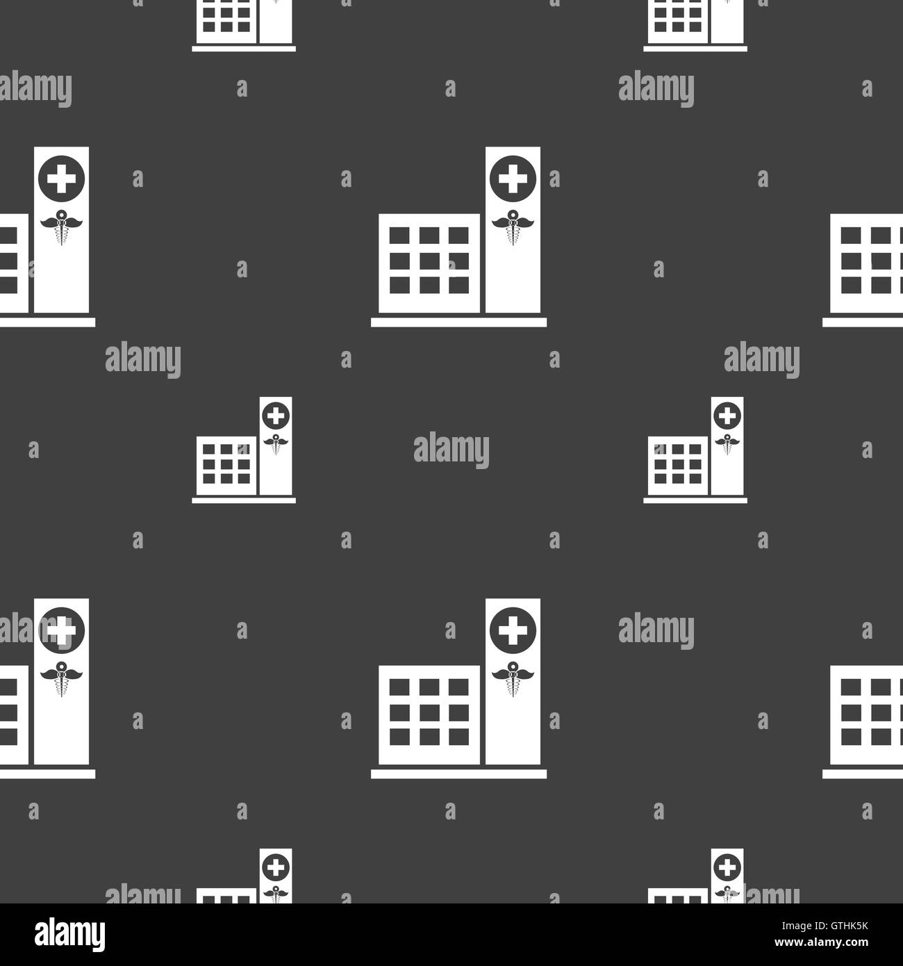 Hospital icon sign. Seamless pattern on a gray background. Vector Stock ...