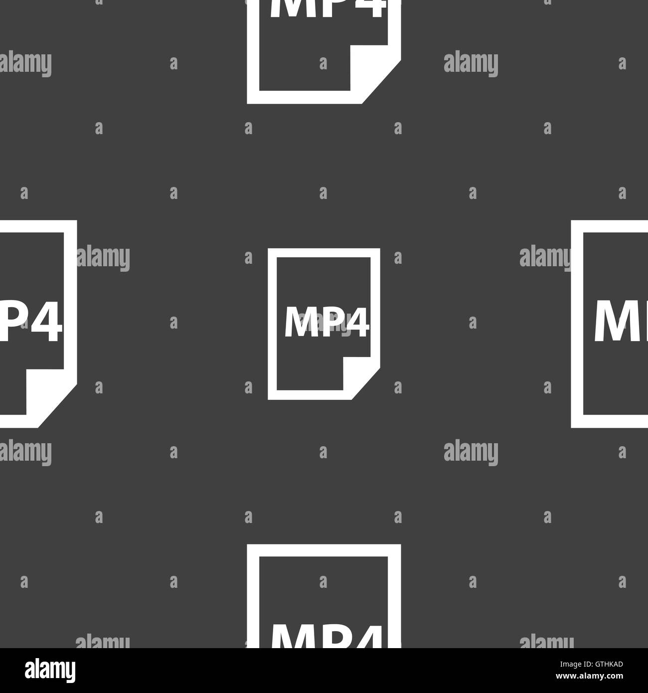 MP4 Icon sign. Seamless pattern on a gray background. Vector Stock ...