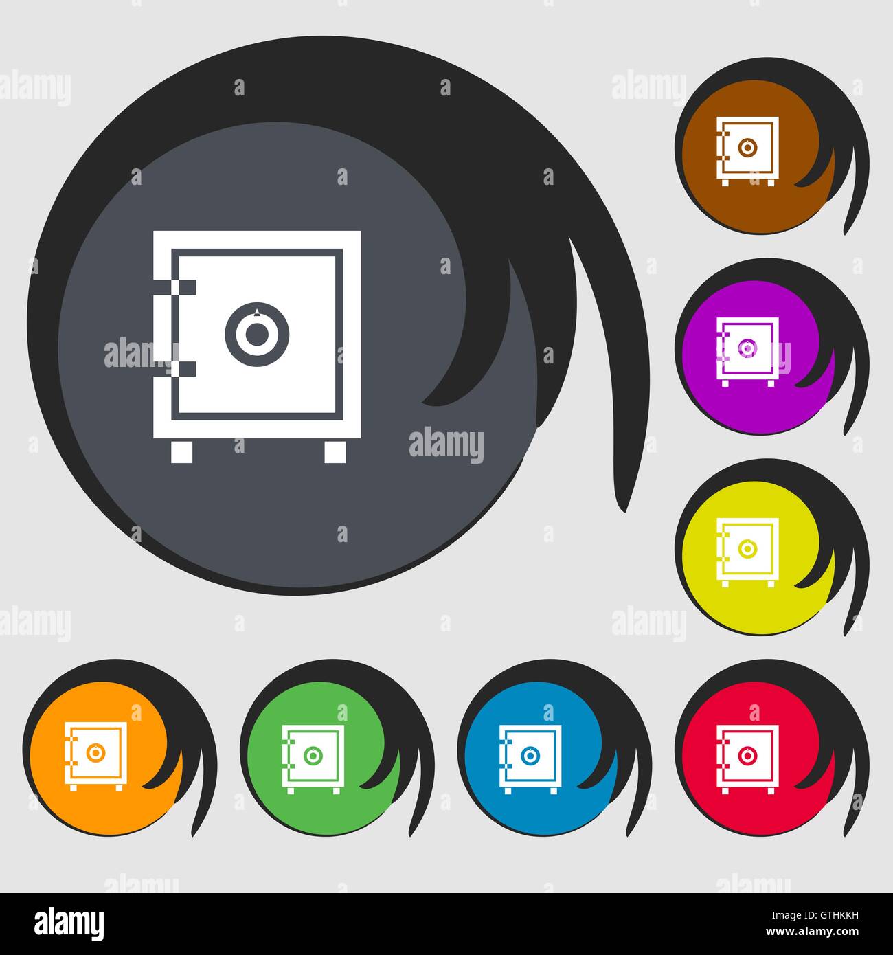 Safe money icon sign. Symbols on eight colored buttons. Vector Stock ...