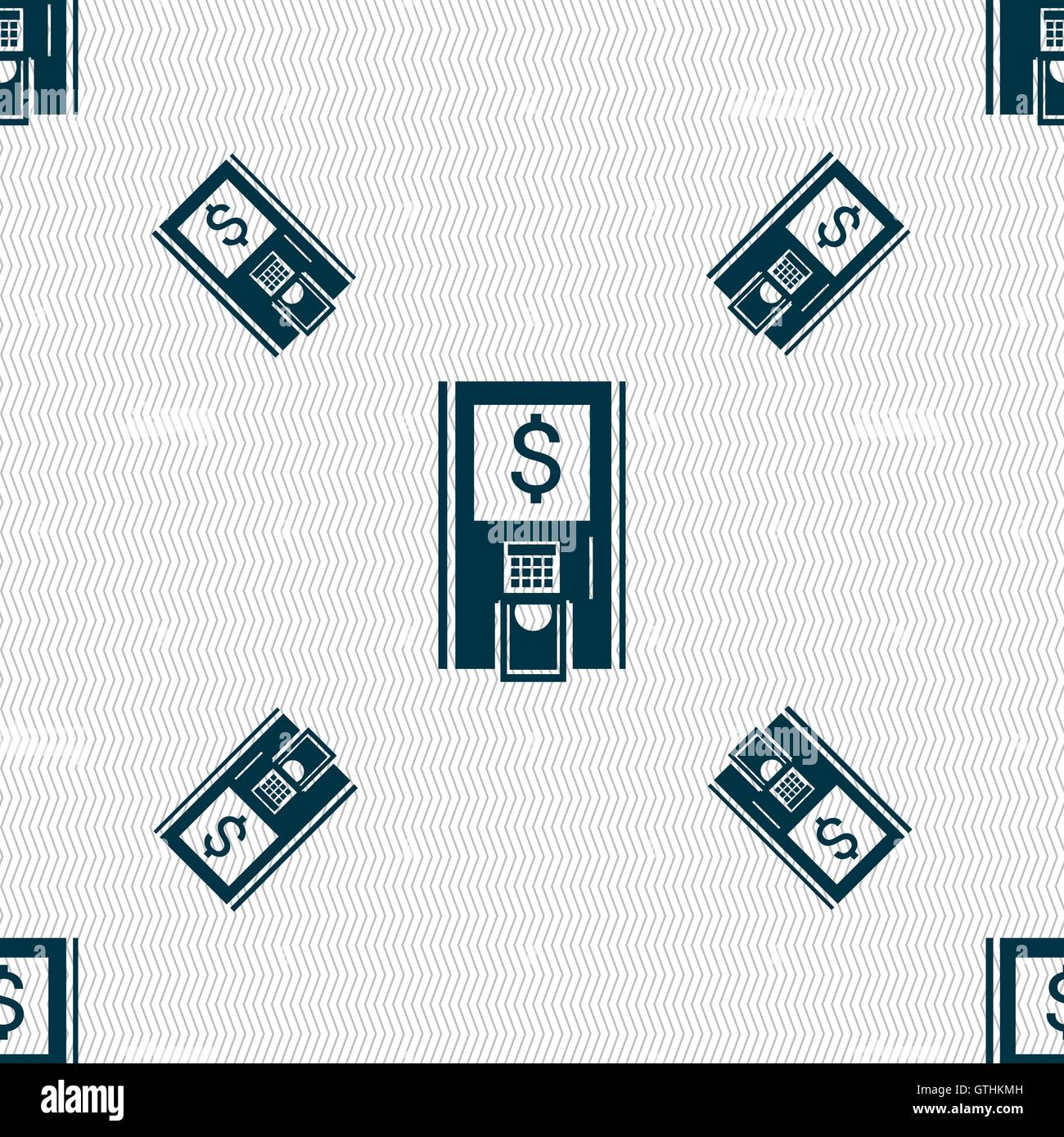 atm icon sign. Seamless pattern with geometric texture. Vector Stock ...