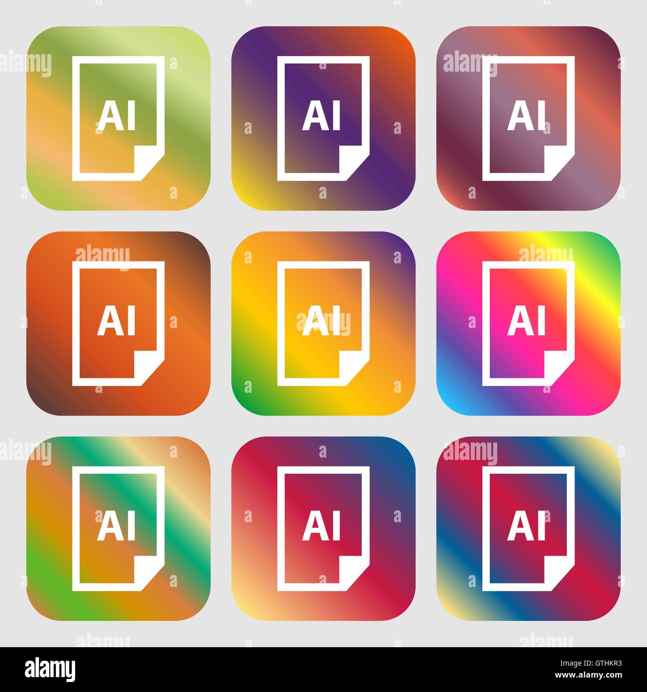 file AI icon . Nine buttons with bright gradients for beautiful design ...