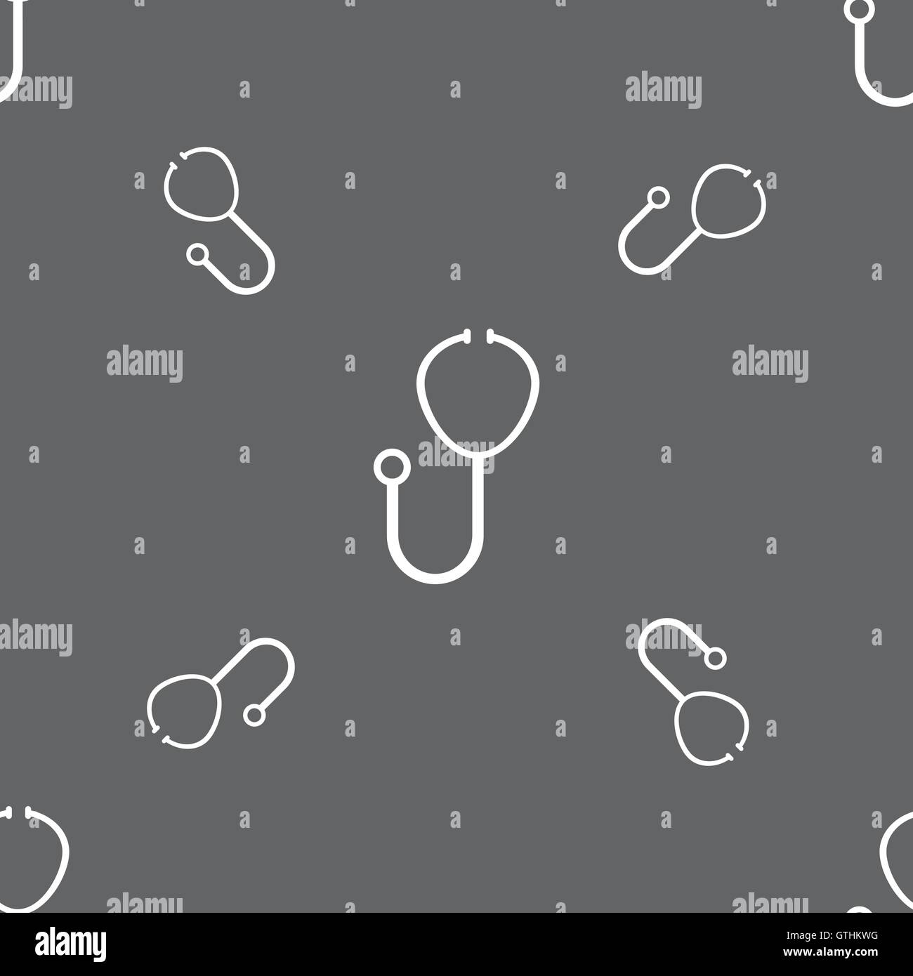 Stethoscope Icon sign. Seamless pattern on a gray background. Vector ...