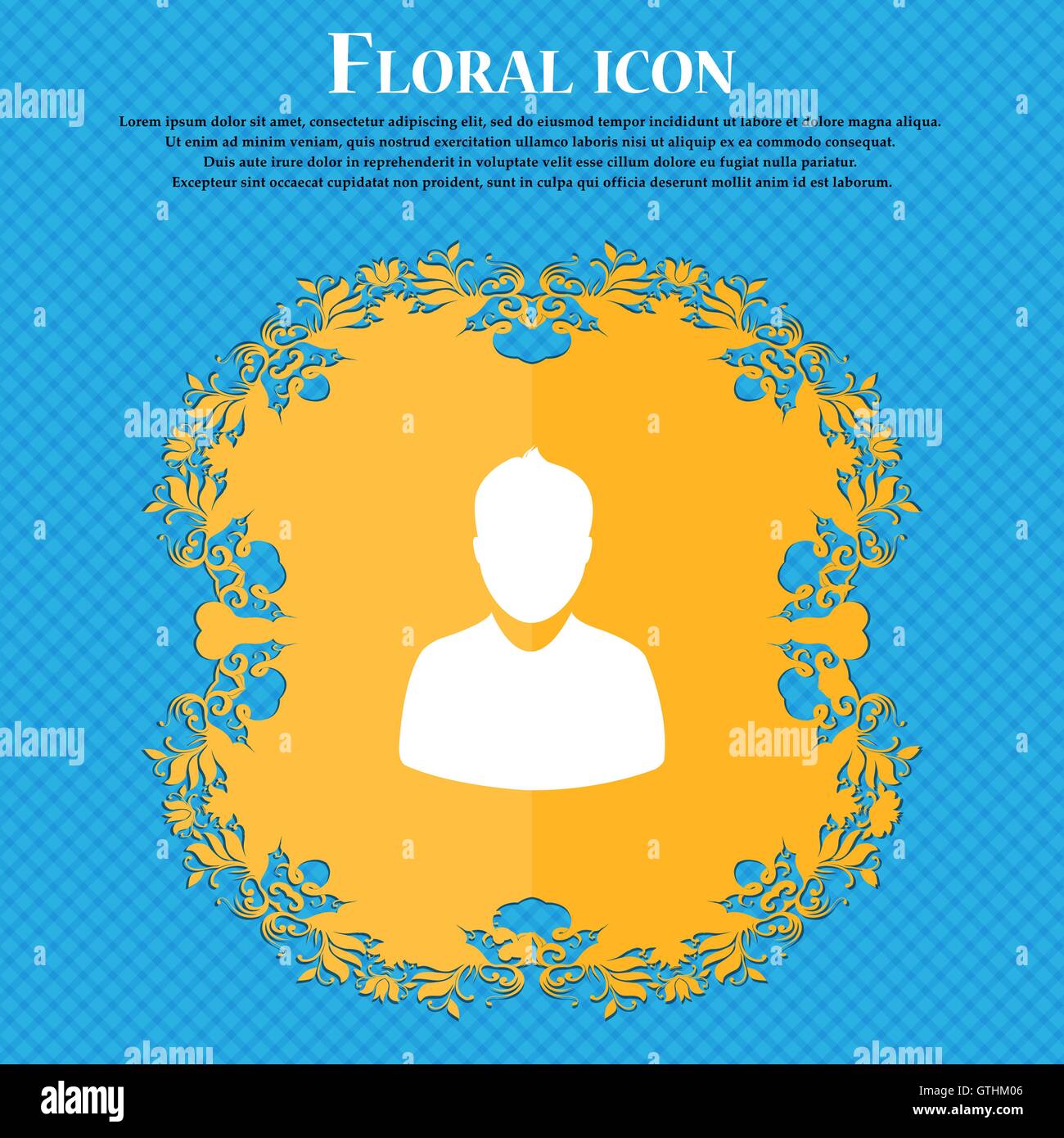 avatar Icon icon. Floral flat design on a blue abstract background with ...