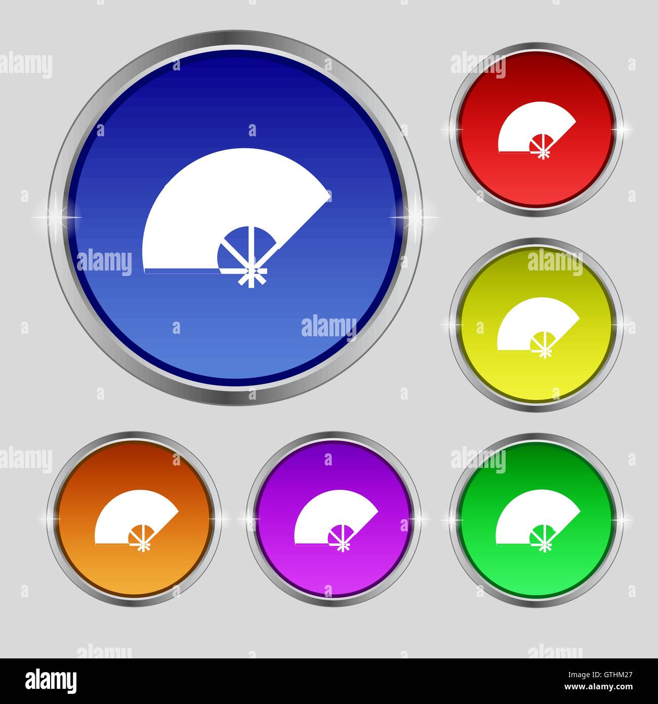 Fan icon sign. Round symbol on bright colourful buttons. Vector Stock ...