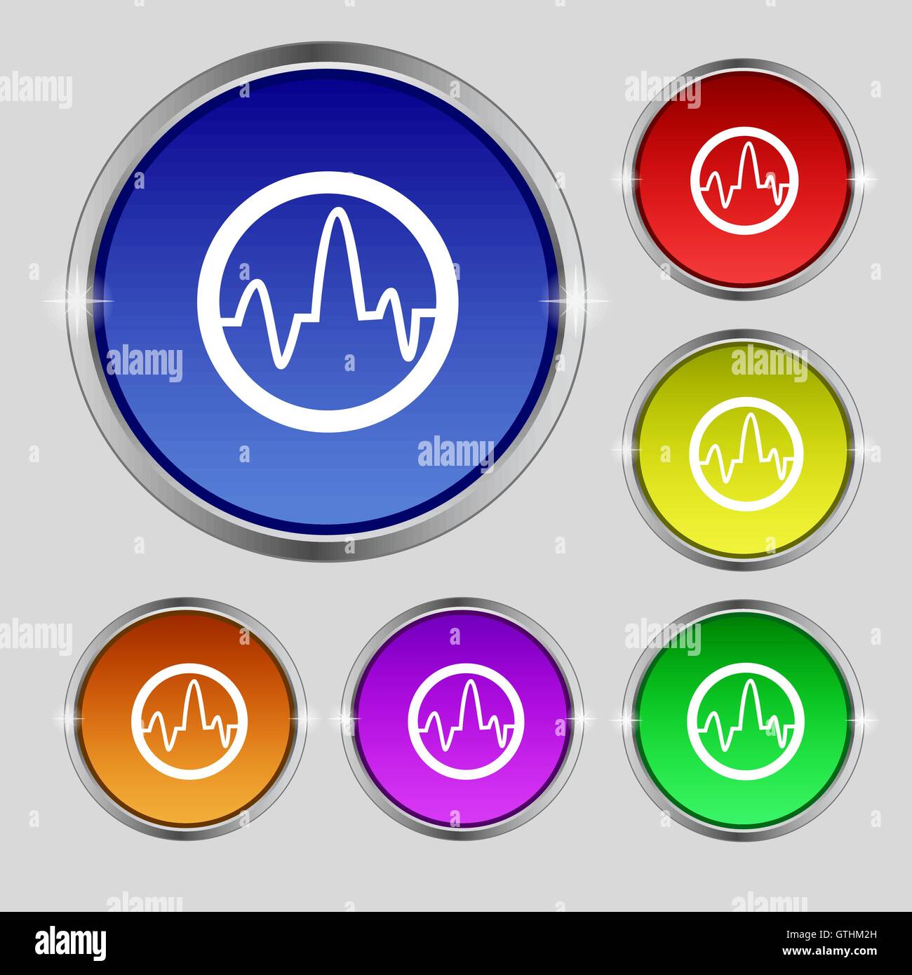 pulse Icon sign. Round symbol on bright colourful buttons. Vector Stock ...