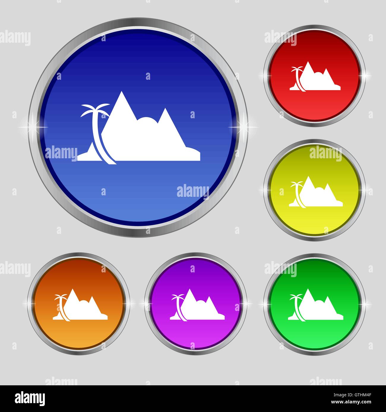 Mirage icon sign. Round symbol on bright colourful buttons. Vector ...