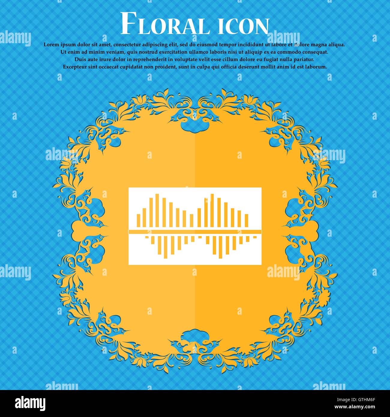 Equalizer icon icon. Floral flat design on a blue abstract background ...