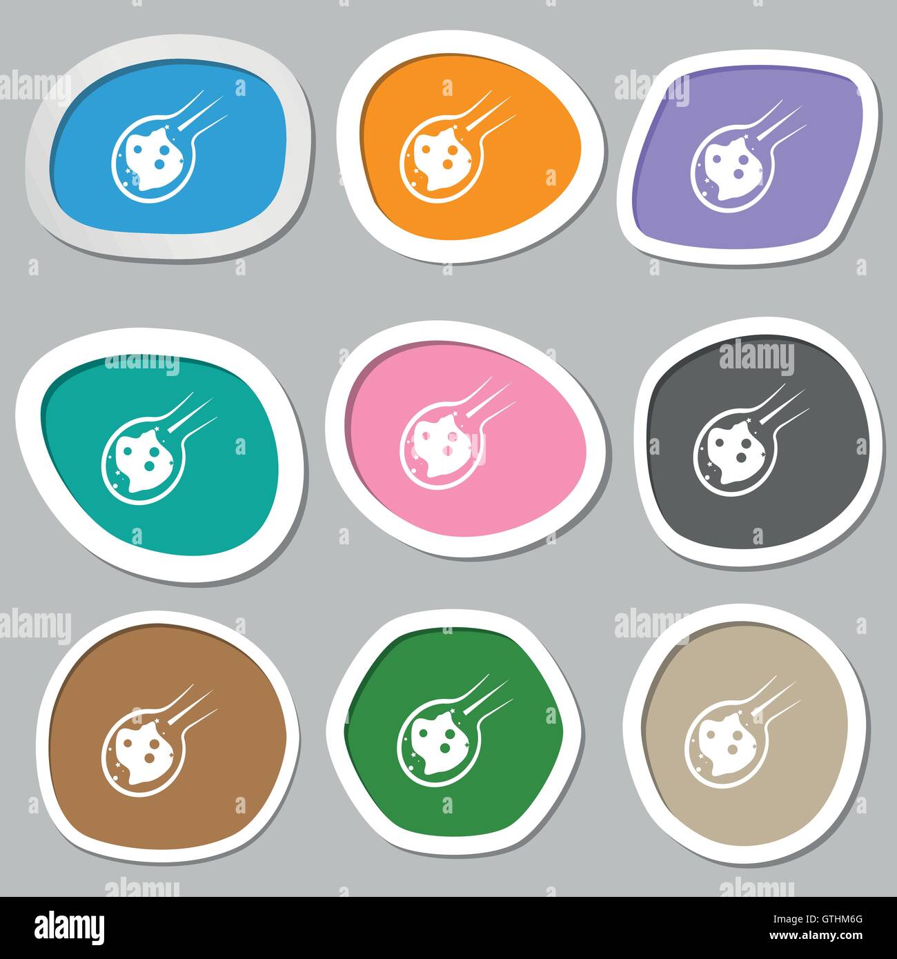 Flame meteorite icon symbols. Multicolored paper stickers. Vector Stock ...