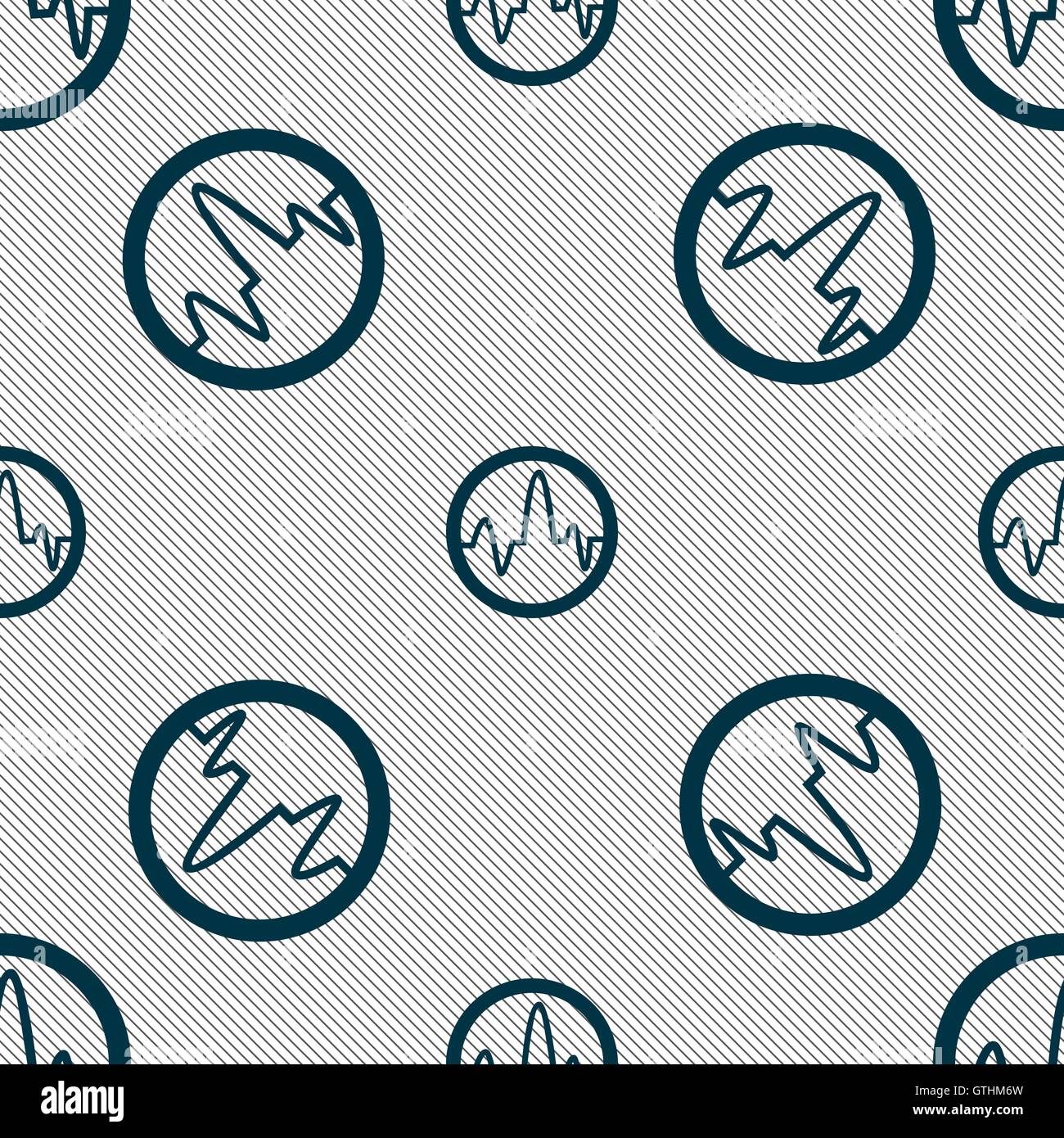 pulse Icon sign. Seamless pattern with geometric texture. Vector Stock ...