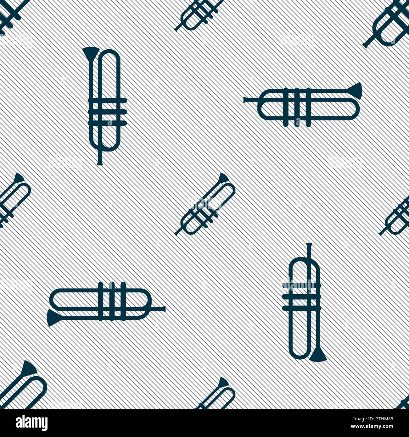 Trumpet icons sign. Seamless pattern with geometric texture. Vector ...