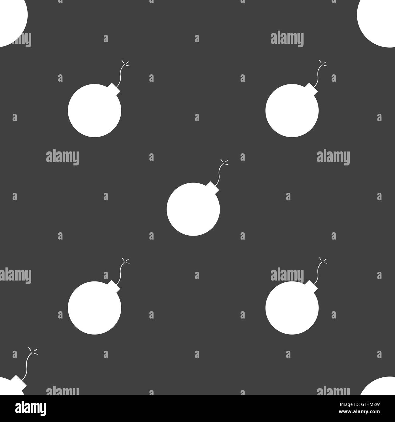 bomb icon sign. Seamless pattern on a gray background. Vector Stock ...