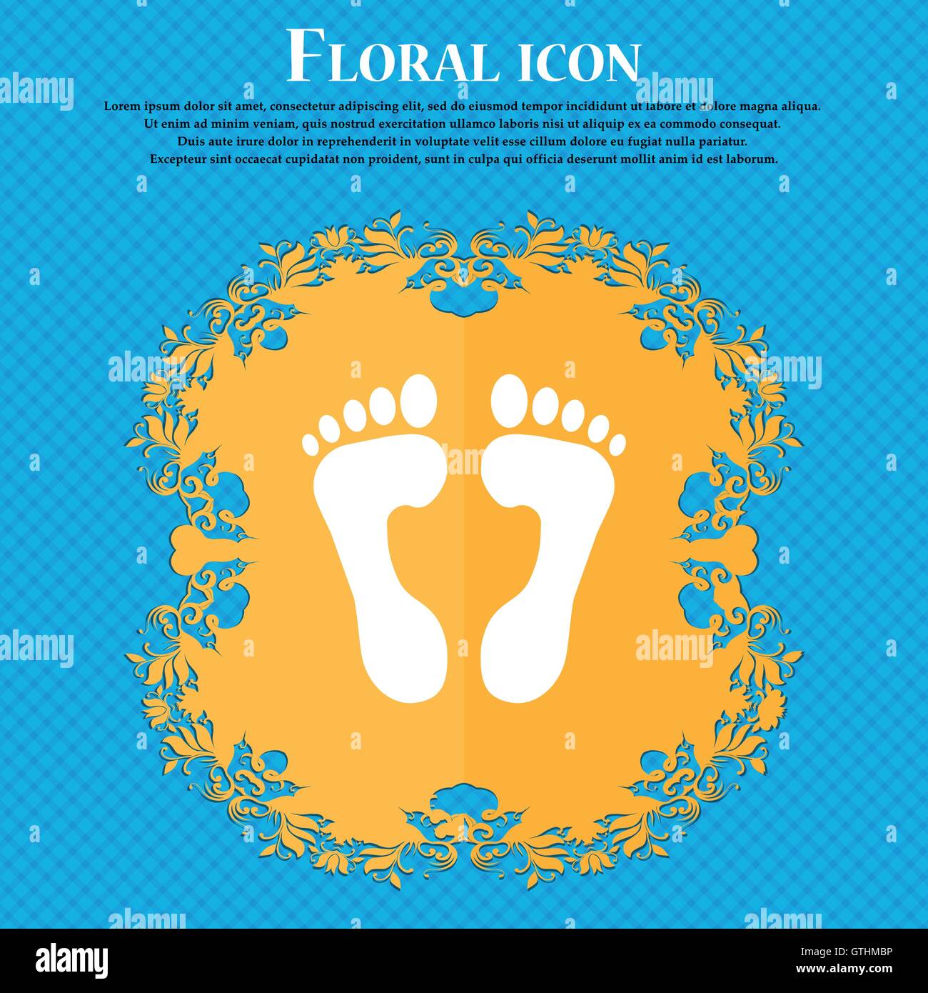 Food step Icon icon. Floral flat design on a blue abstract background ...