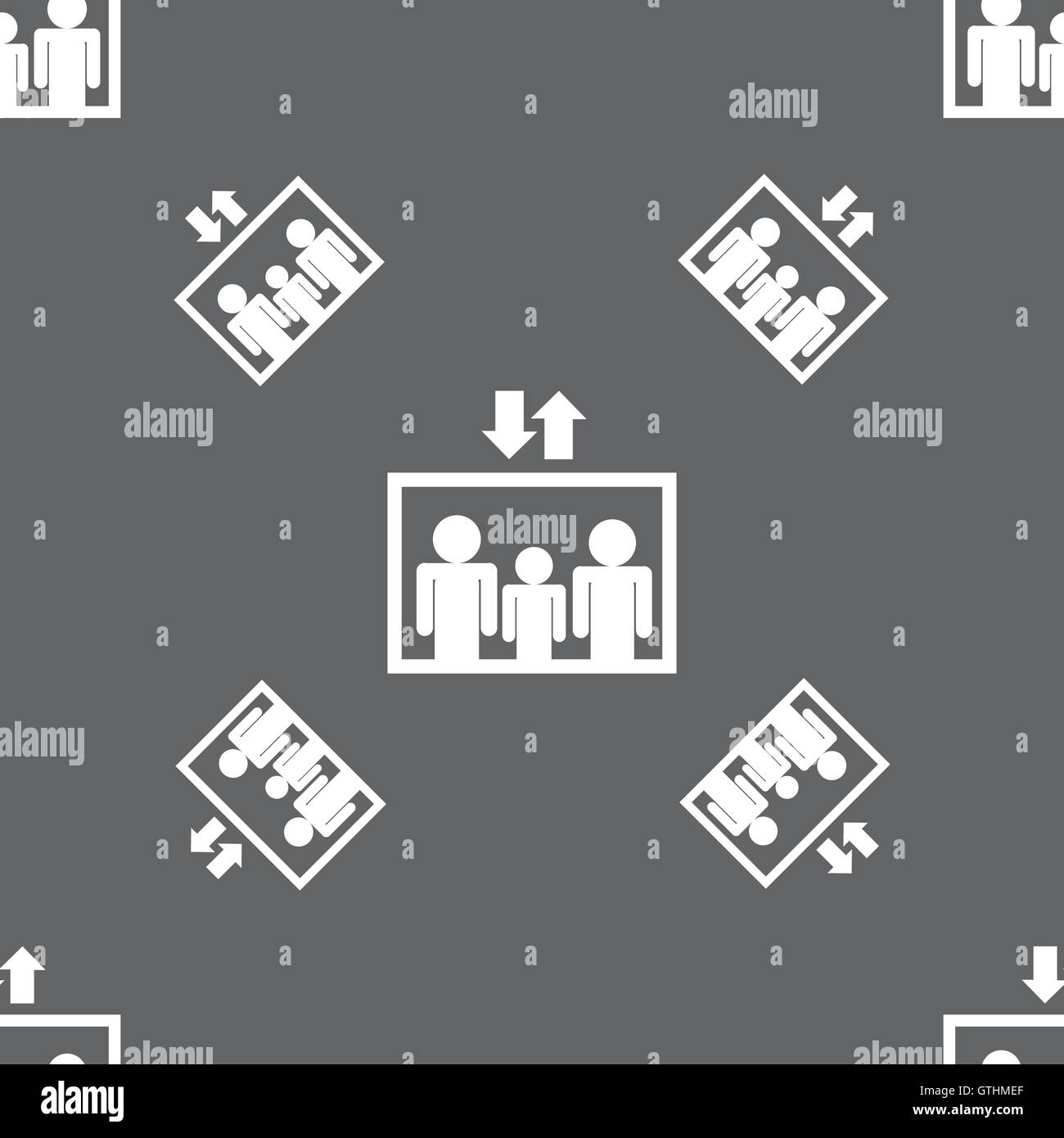 Elevator symbol sign. Seamless pattern on a gray background. Vector ...