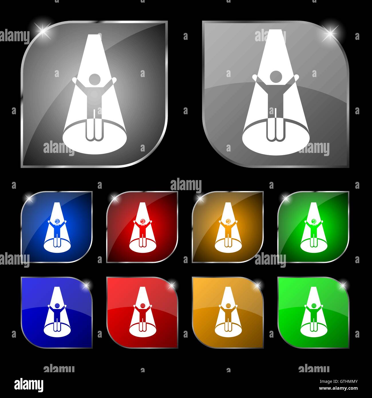 Spotlight icon sign. Set of ten colorful buttons with glare. Vector ...