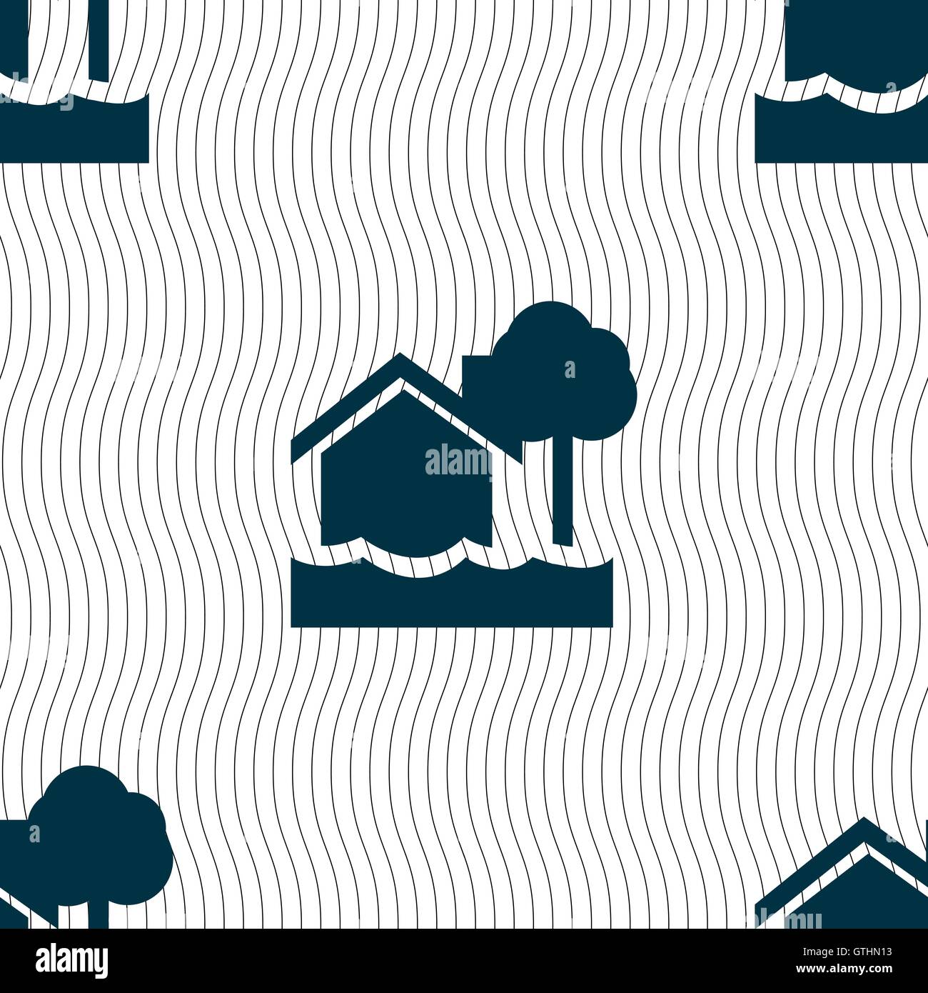 flooding home icon sign. Seamless pattern with geometric texture ...