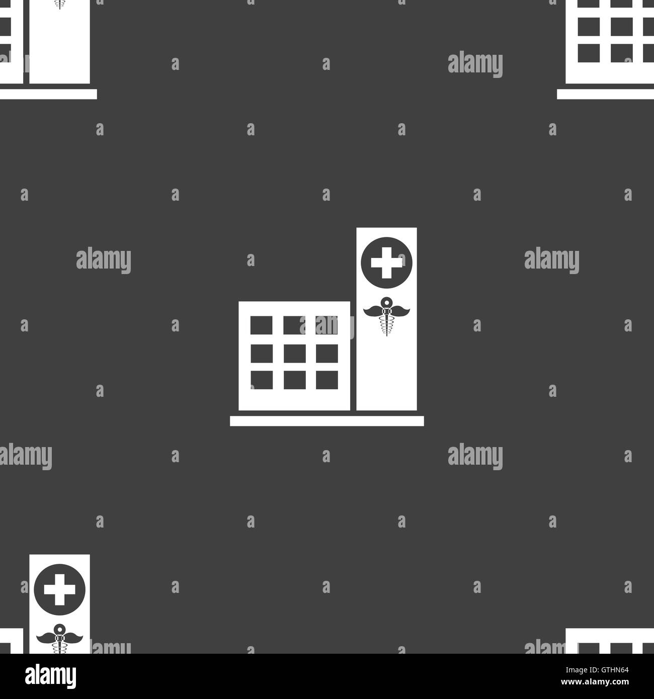 Hospital icon sign. Seamless pattern on a gray background. Vector Stock ...