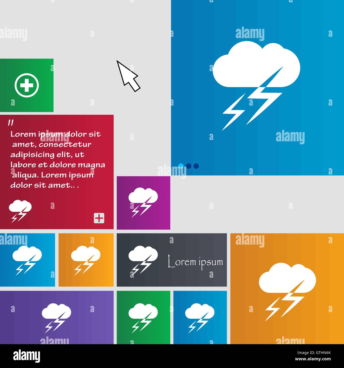 Weather icon sign. buttons. Modern interface website buttons with cursor pointer. Vector Stock ...
