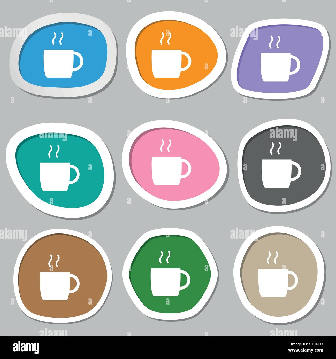 coffee icon symbols. Multicolored paper stickers. Vector Stock Vector ...