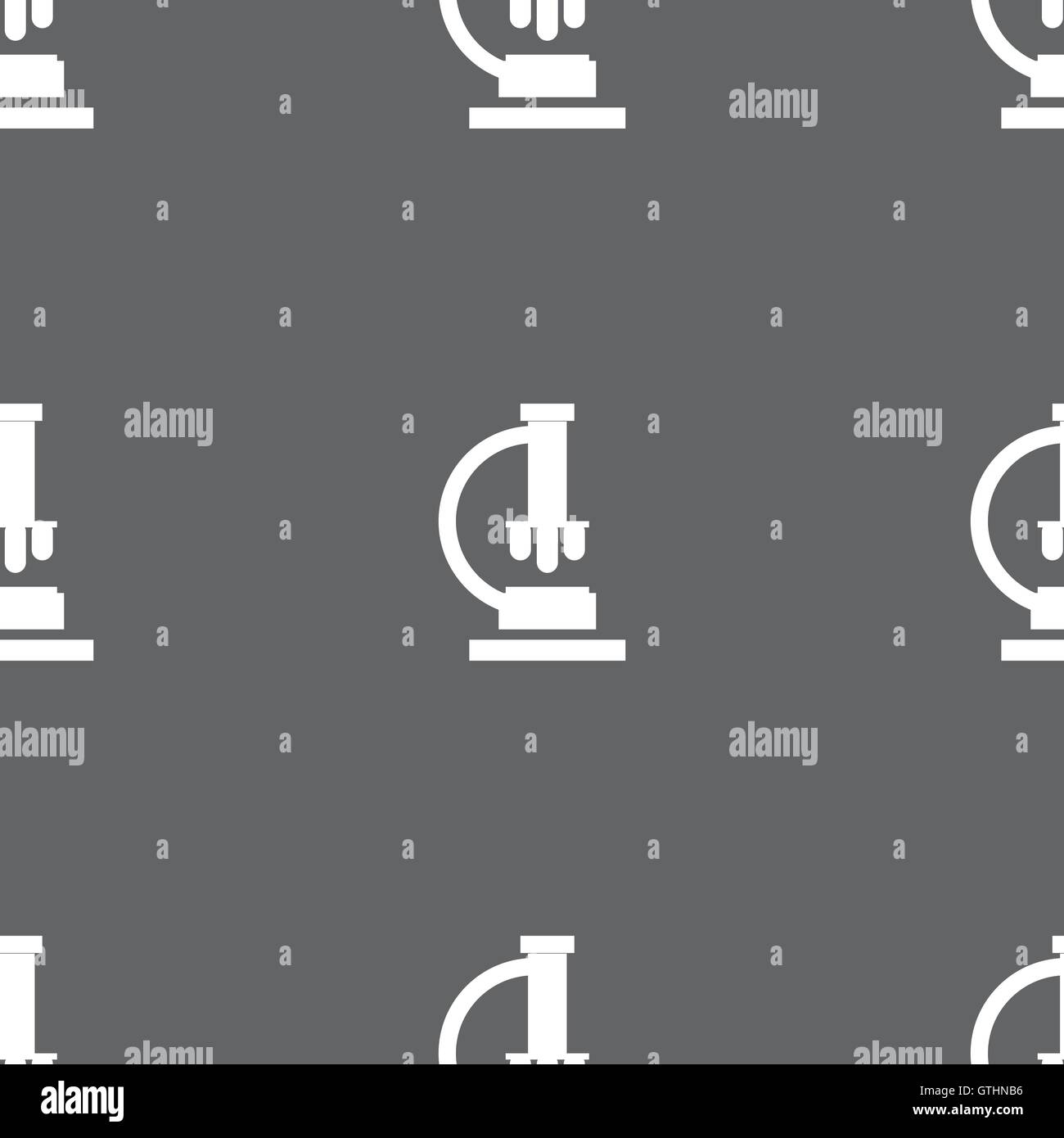Microscope icon sign. Seamless pattern on a gray background. Vector ...