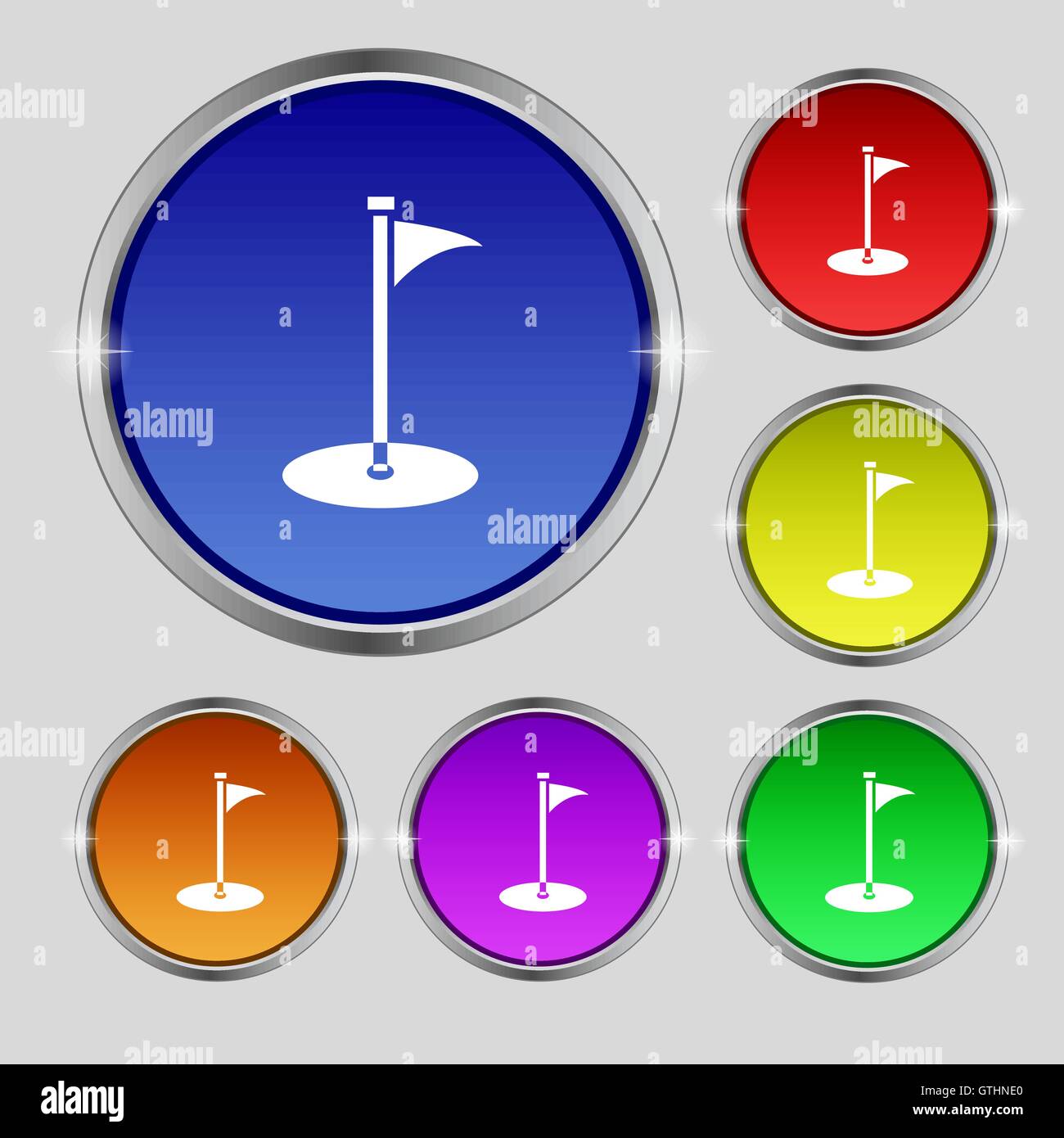 Golf icon sign. Round symbol on bright colourful buttons. Vector Stock ...