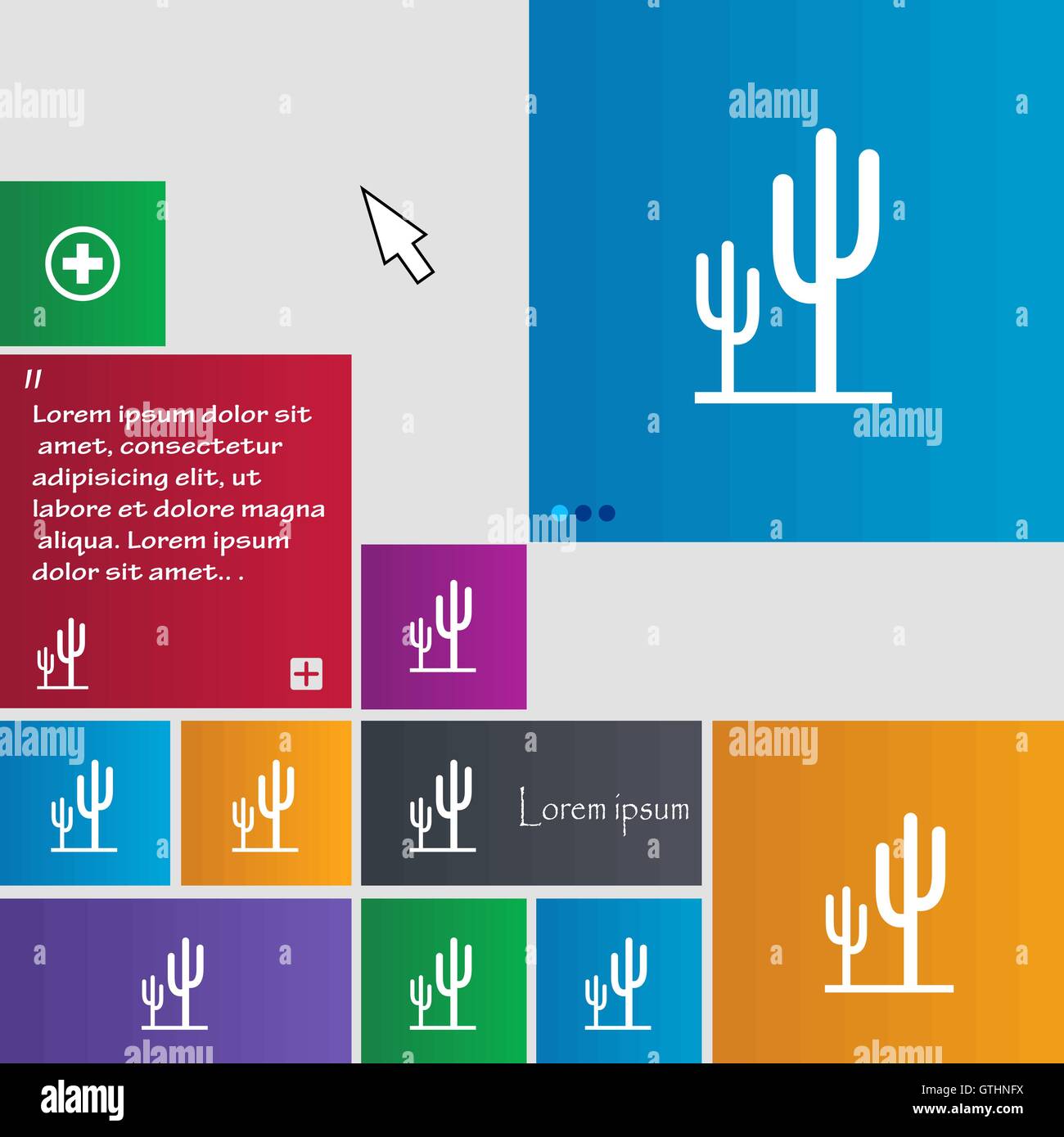 Cactus icon sign. buttons. Modern interface website buttons with cursor ...