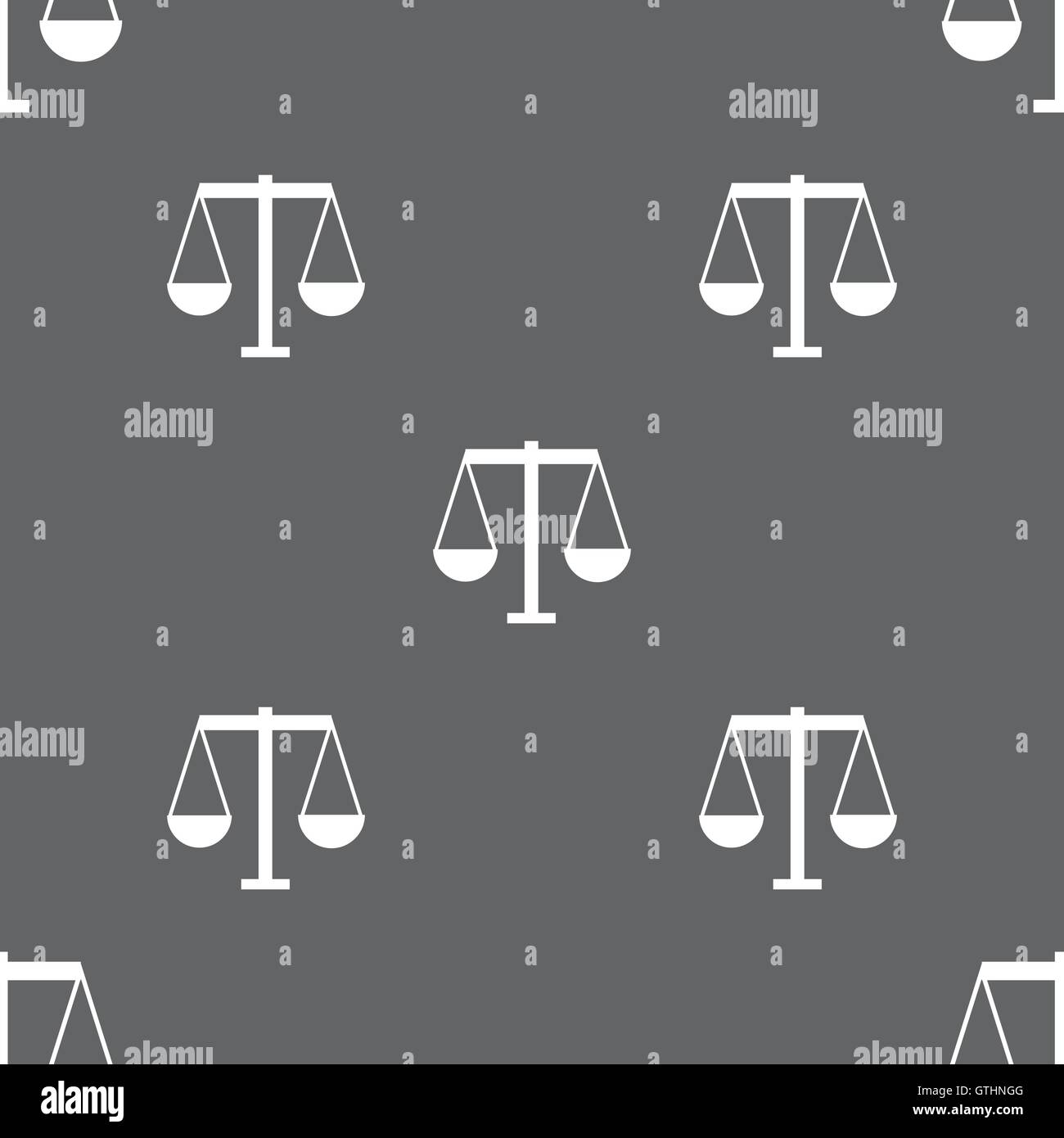 Scales of Justice icon sign. Seamless pattern on a gray background ...
