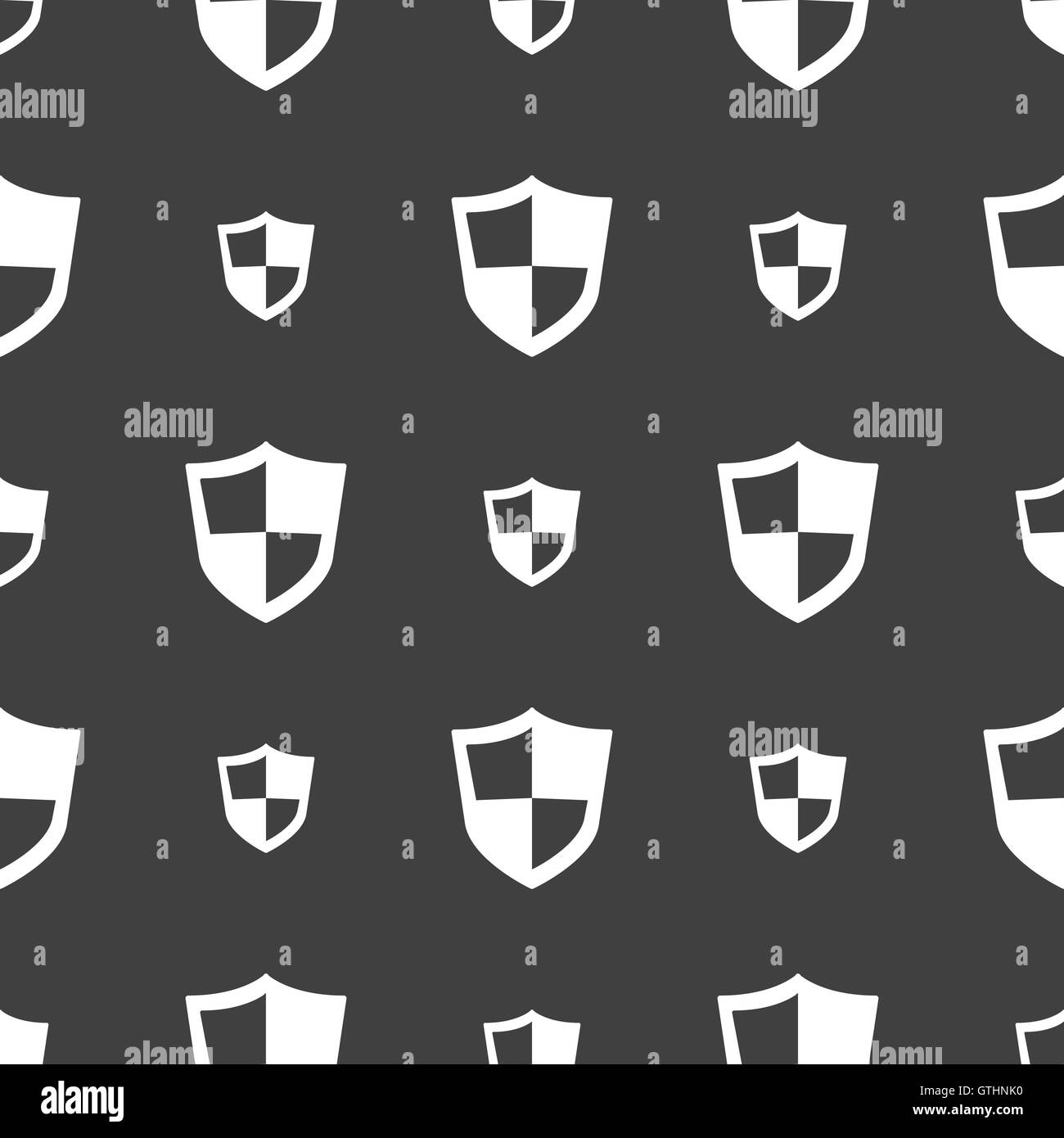 shield icon sign. Seamless pattern on a gray background. Vector Stock ...