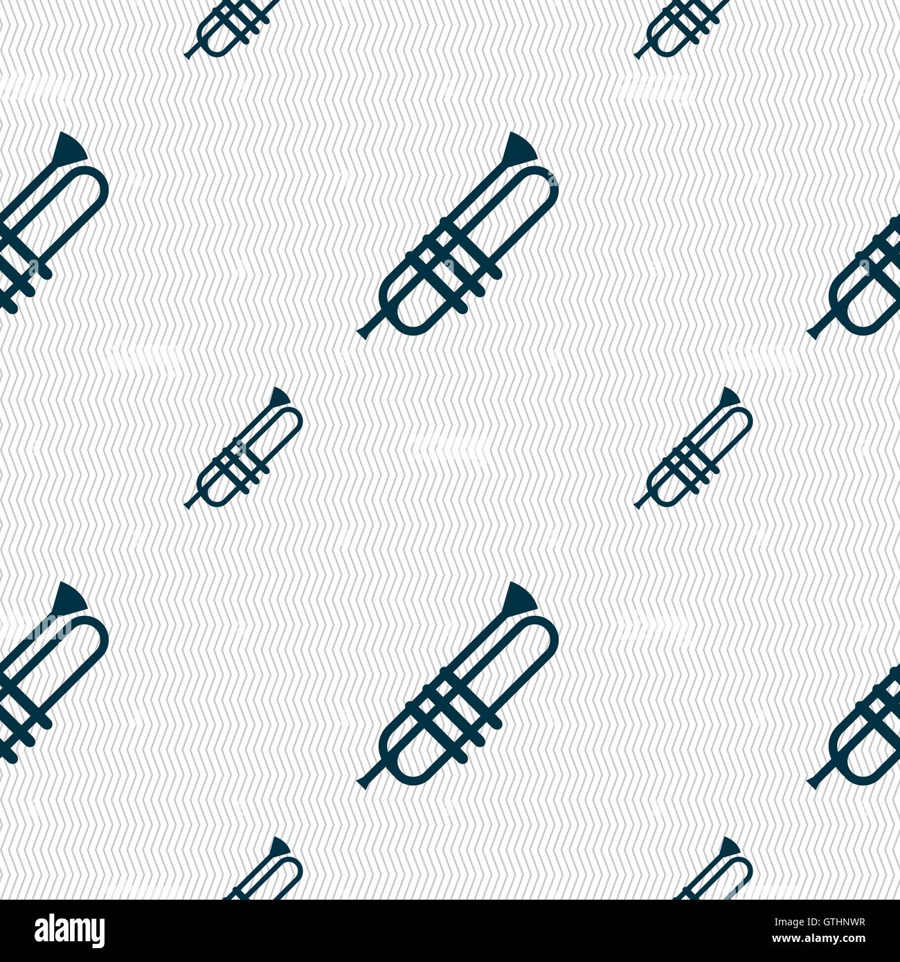 Trumpet icons sign. Seamless pattern with geometric texture. Vector ...