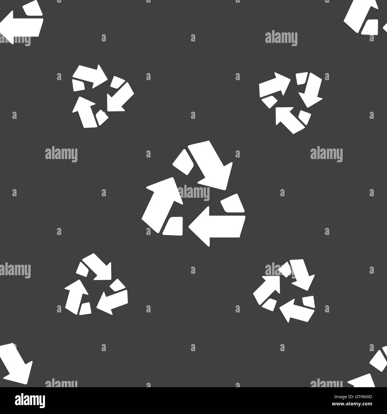 Recycle icon sign. Seamless pattern on a gray background. Vector Stock ...