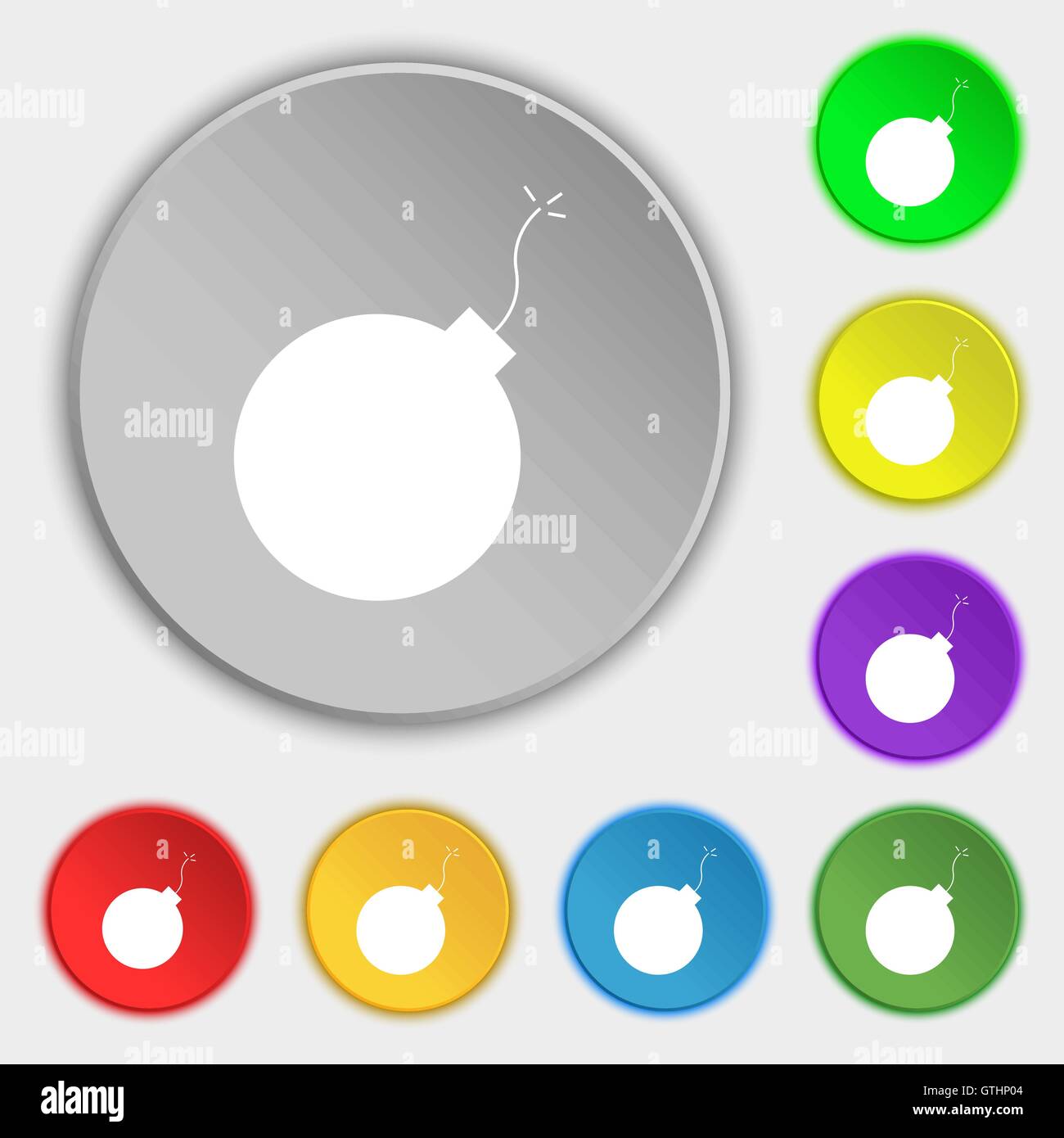 bomb icon sign. Symbol on eight flat buttons. Vector Stock Vector Image ...