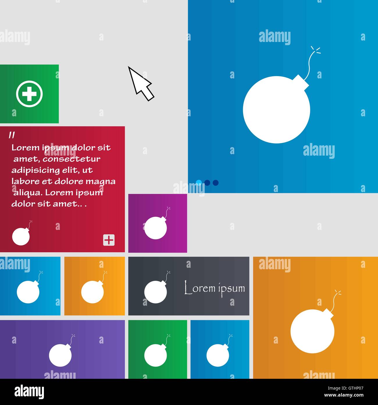 bomb icon sign. buttons. Modern interface website buttons with cursor pointer. Vector Stock ...