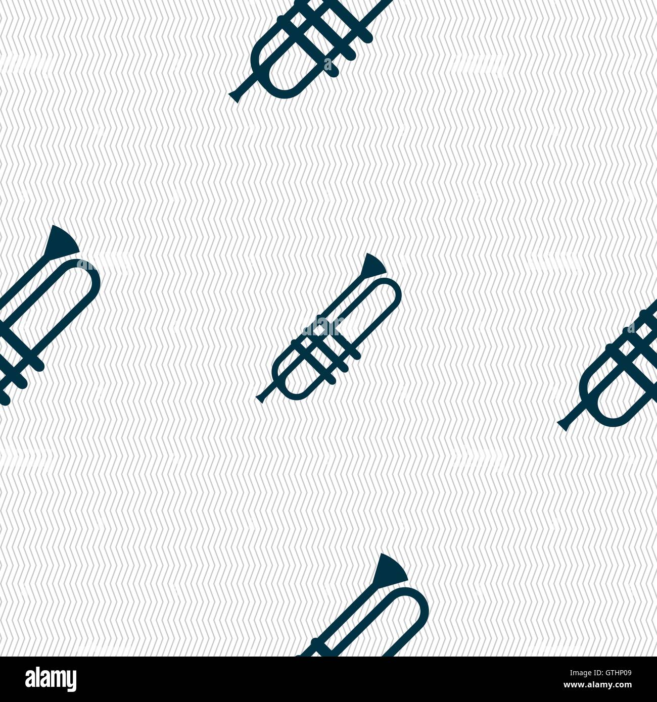 Trumpet icons sign. Seamless pattern with geometric texture. Vector ...