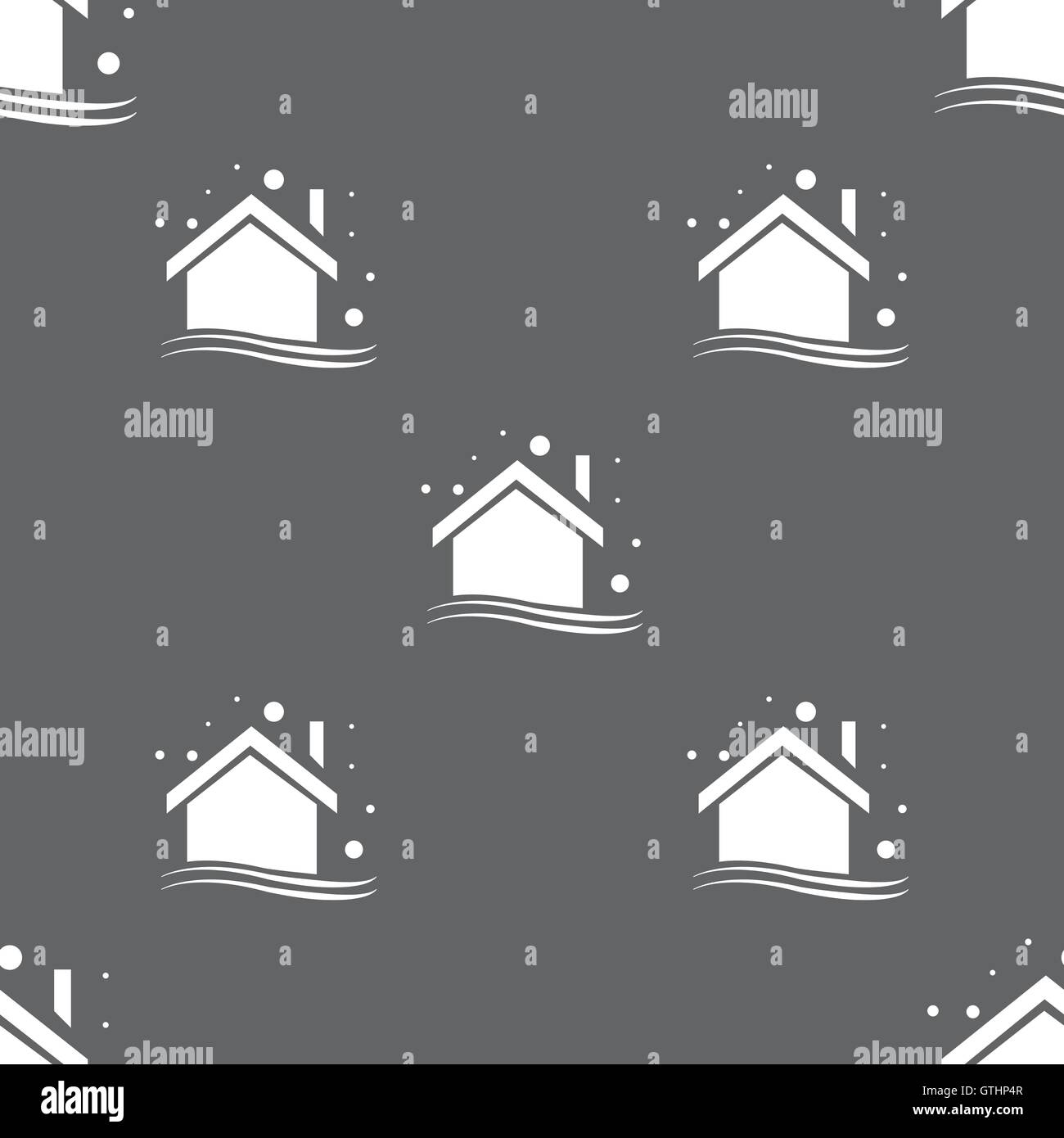 Winter house icon sign. Seamless pattern on a gray background. Vector ...