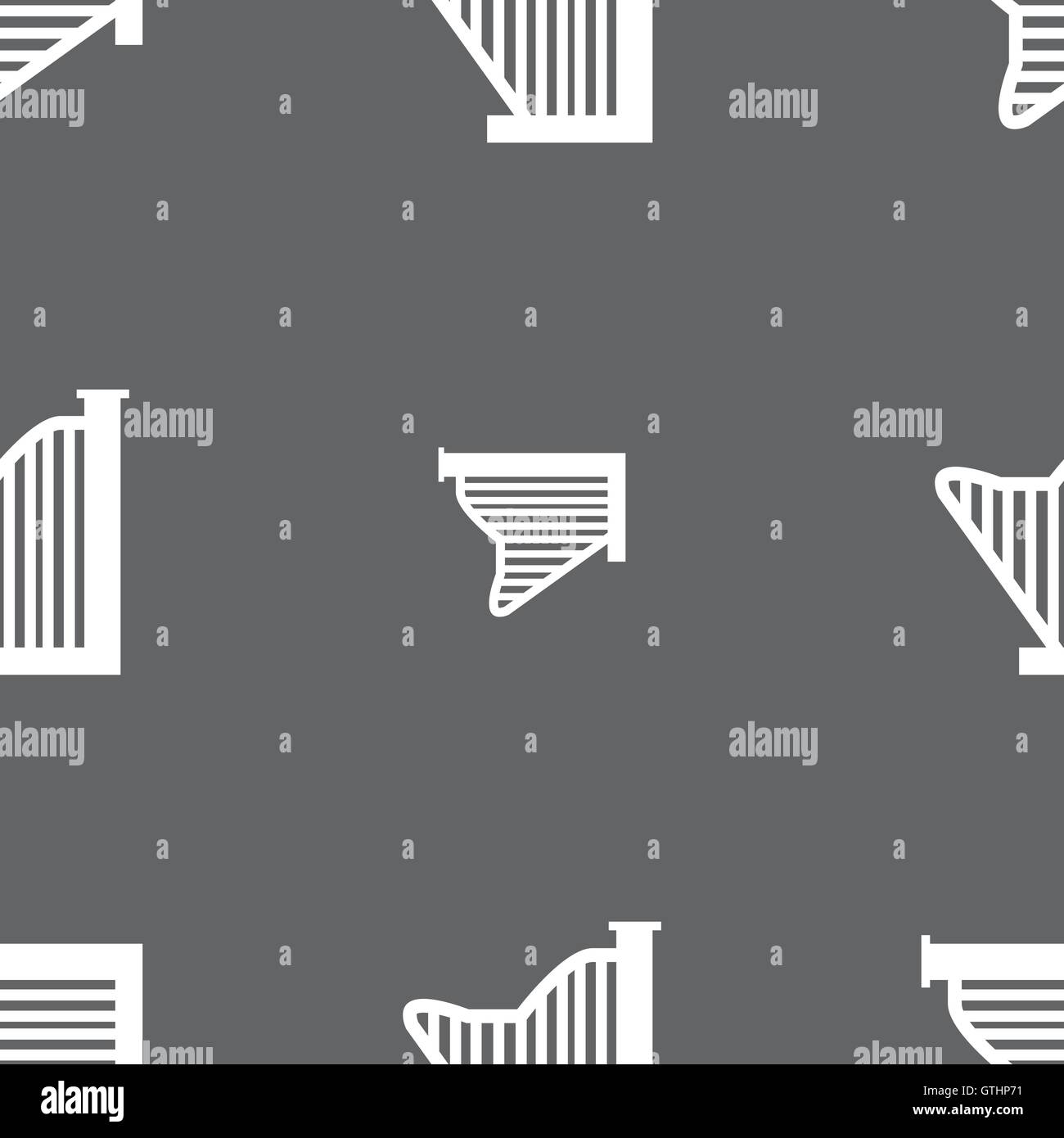 Harp icon sign. Seamless pattern on a gray background. Vector Stock ...