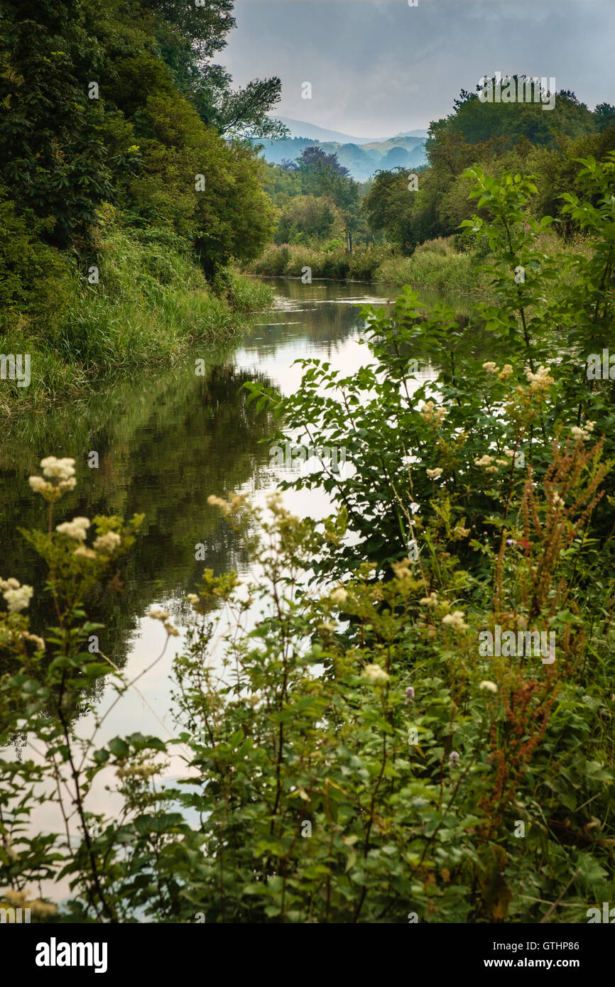 Union Canal in summer, Edinburgh with the Pentland Hills in the ...