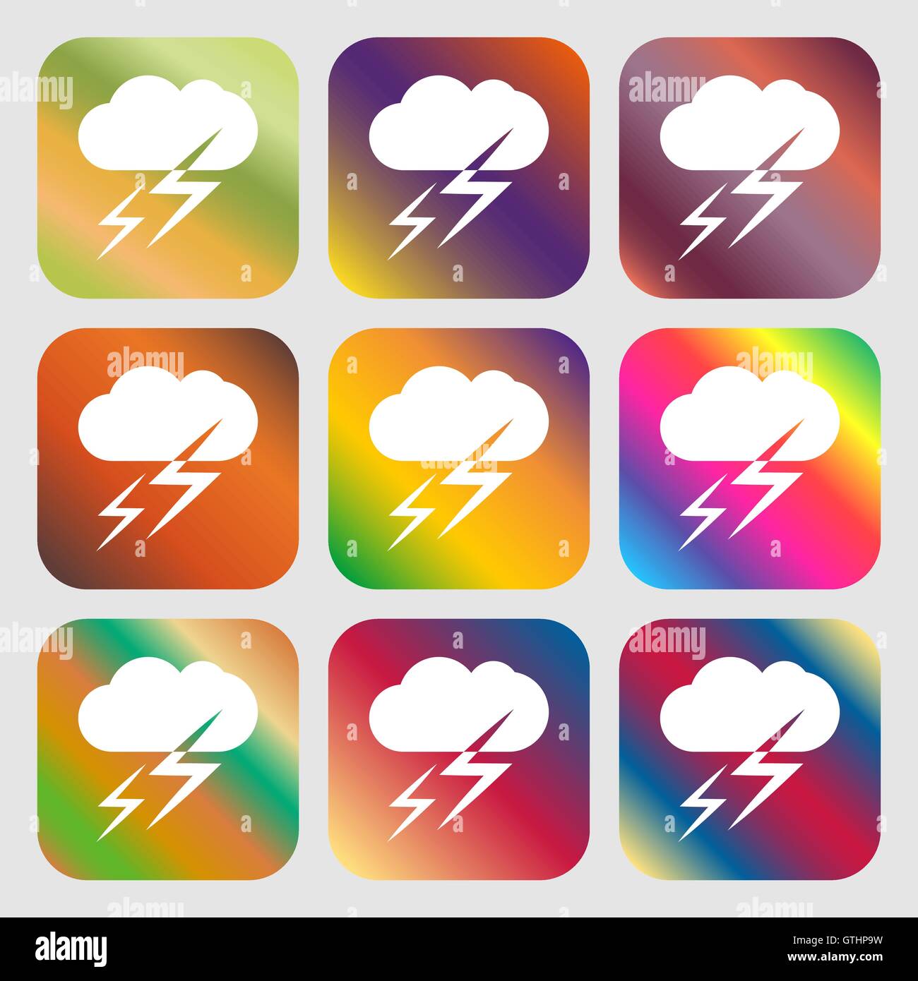 Weather icon . Nine buttons with bright gradients for beautiful design ...