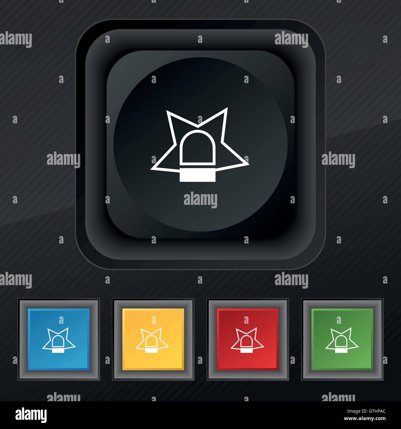 Police Single Icon Symbol Set Of Five Colorful Stylish Buttons On Black Texture For Your