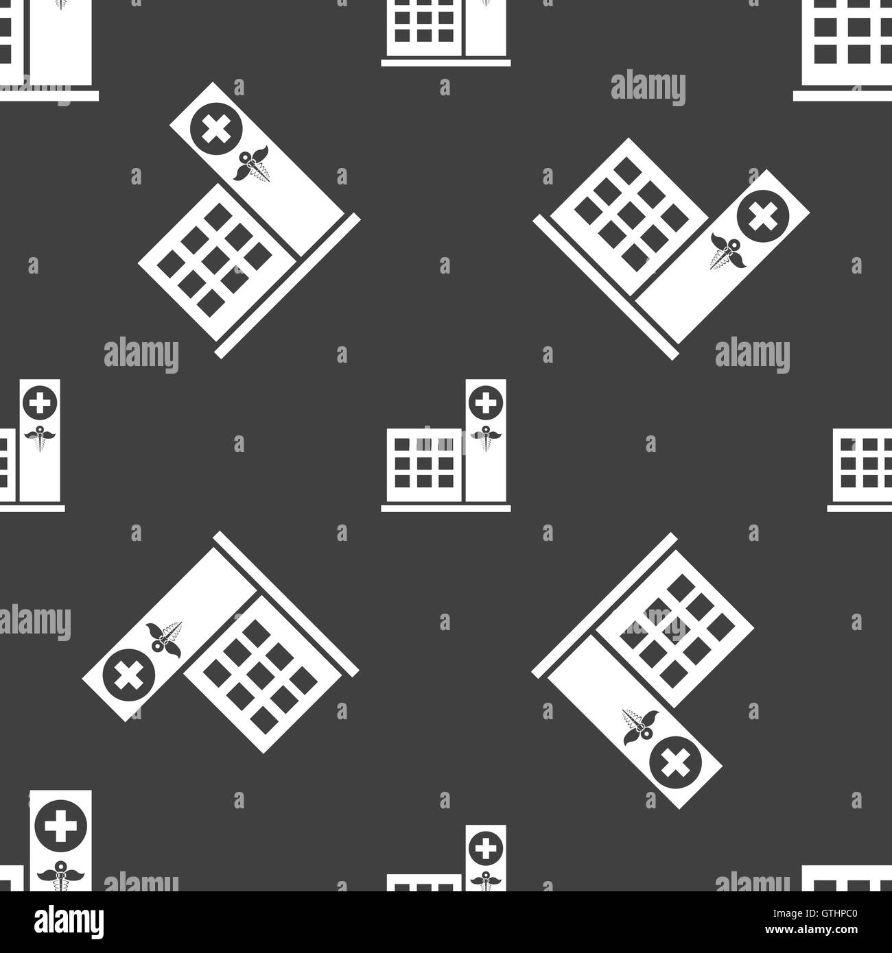 Hospital icon sign. Seamless pattern on a gray background. Vector Stock ...