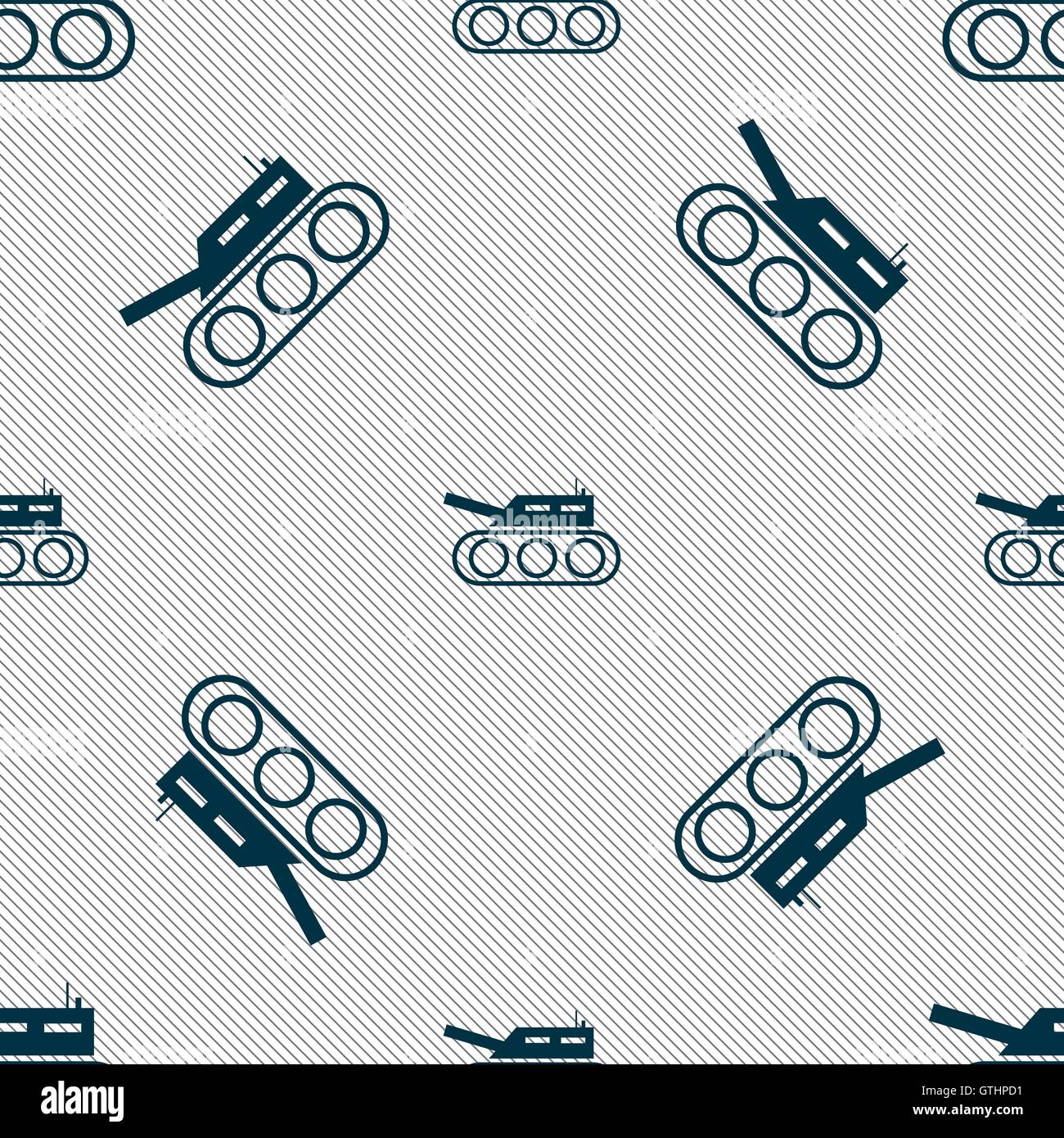 Tank, war, army icon sign. Seamless pattern with geometric texture ...