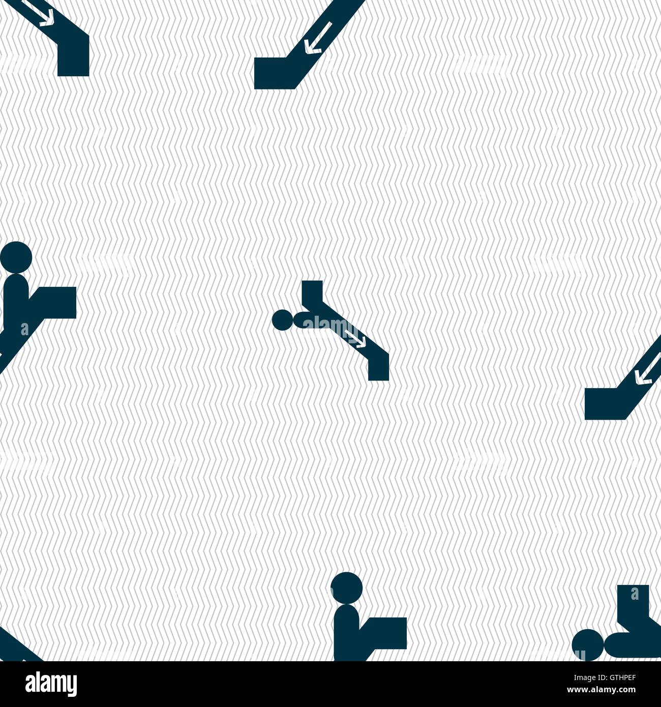 escalator down Icon sign. Seamless pattern with geometric texture ...