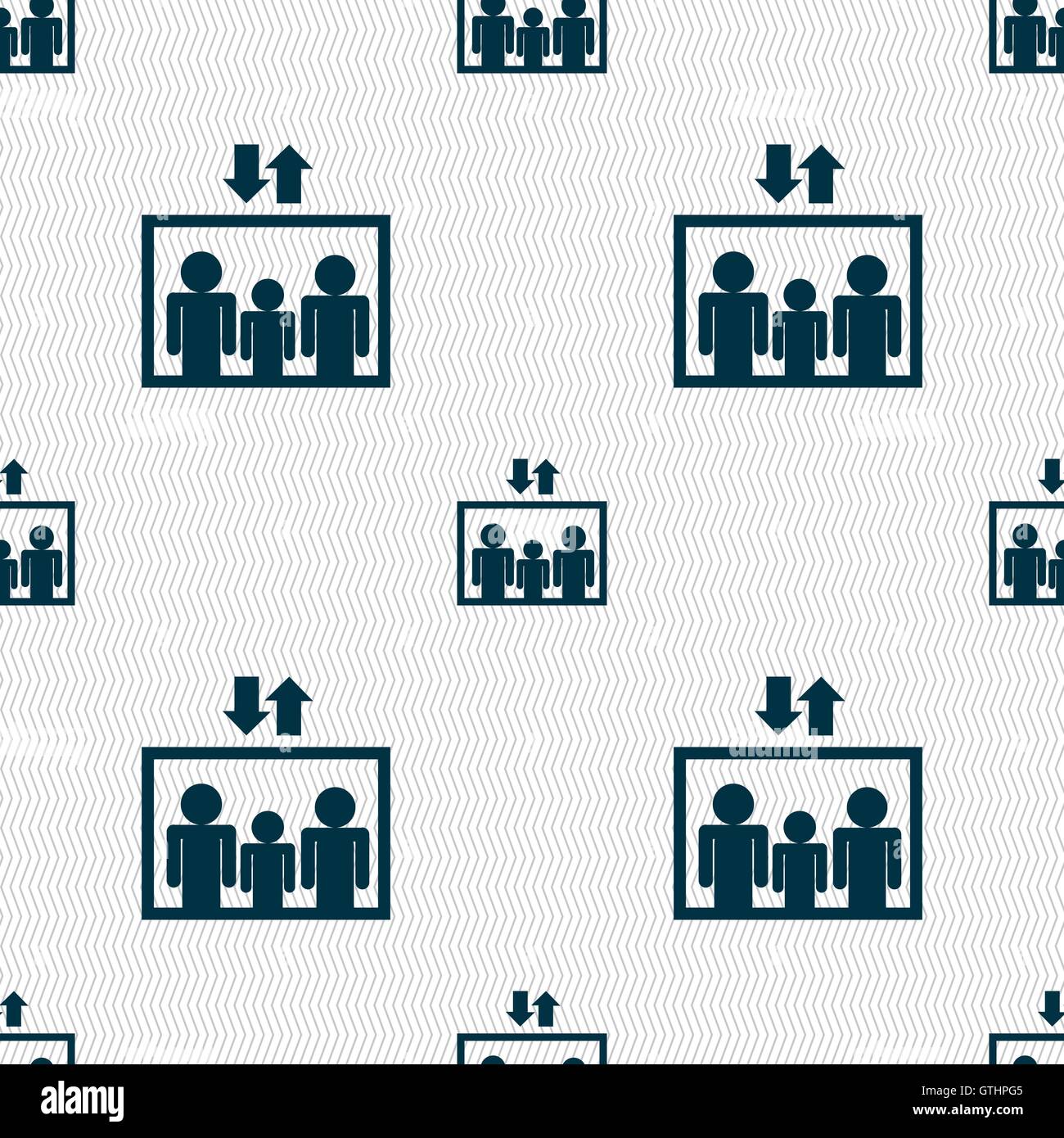 Elevator symbol sign. Seamless pattern with geometric texture. Vector ...