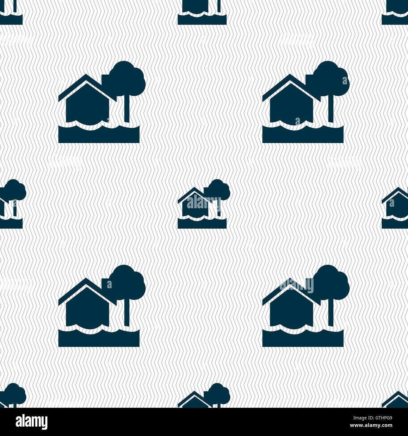 flooding home icon sign. Seamless pattern with geometric texture ...